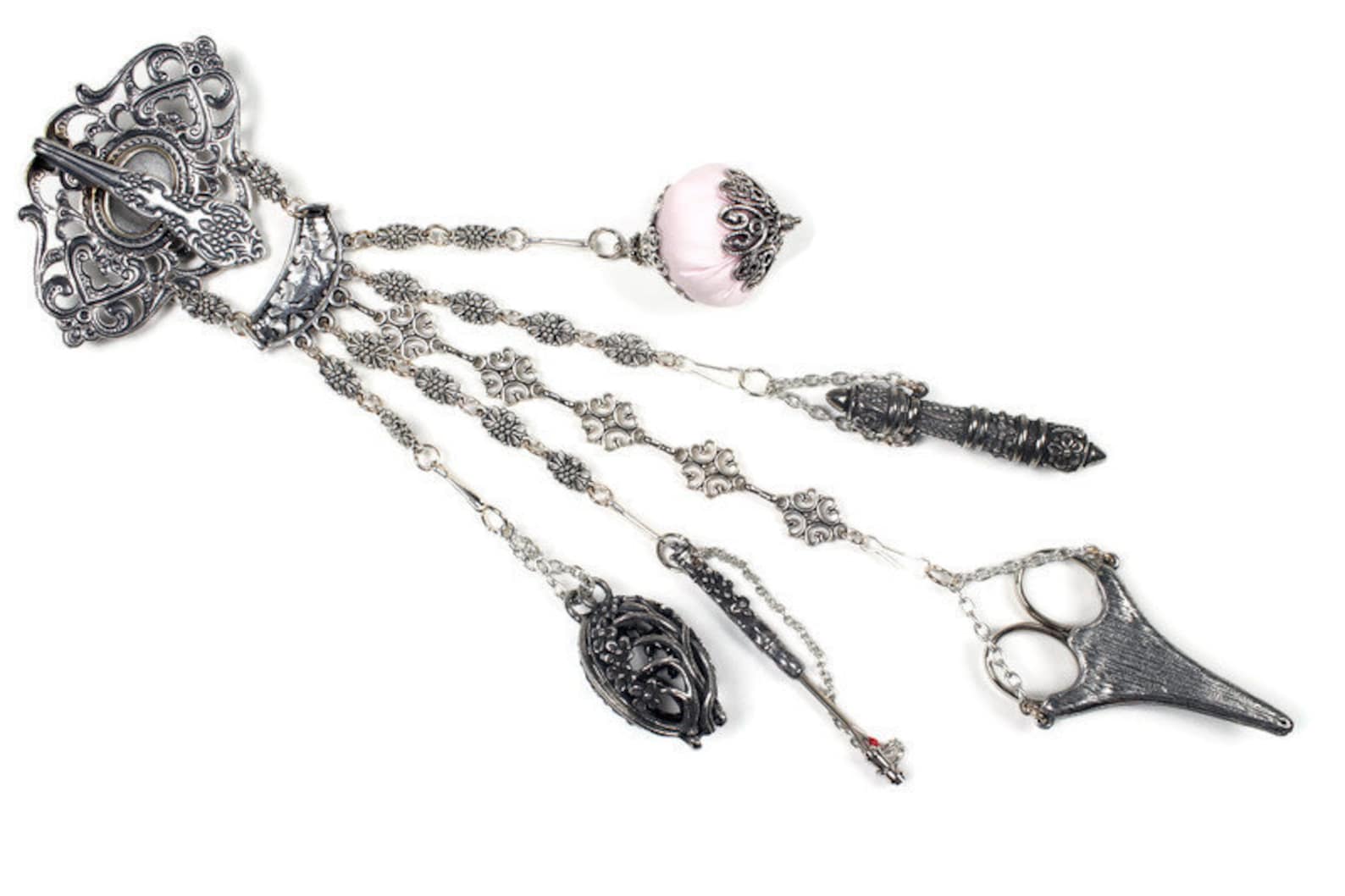 Pink Sewing Chatelaine Based on Historical Models/ Reproduction/ - Etsy