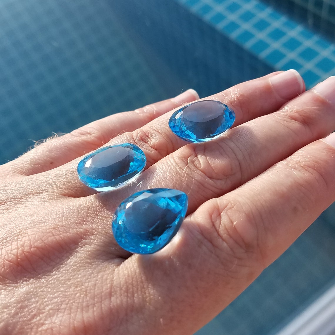 Topacio Lote de cuarzo de topacio azul suizo tratado 3 en | Etsy