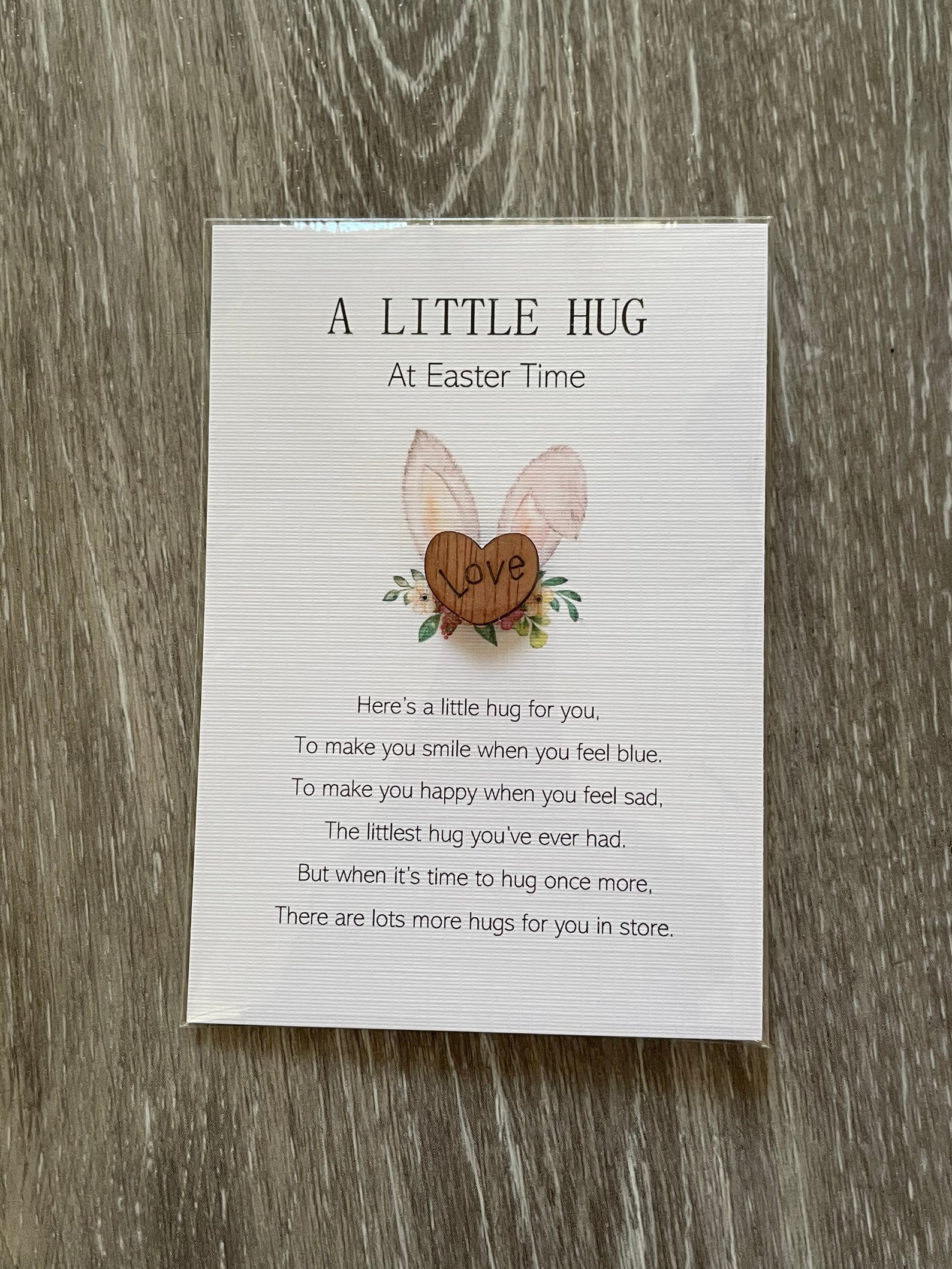 PERSONALISED Tiny Easter Hug Card, Pocket Hug Poem Card, Isolation Gift ...
