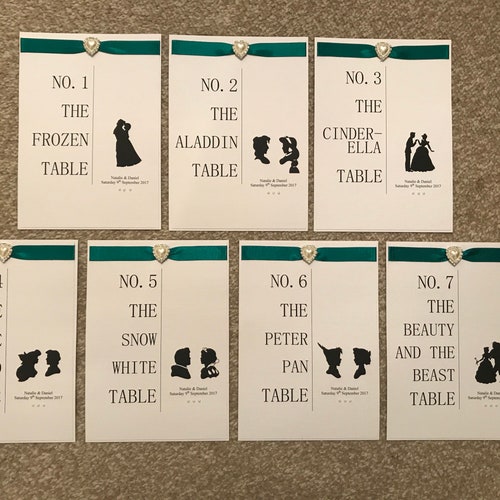 Disney Wedding Table Names/numbers for Wedding Breakfast and - Etsy