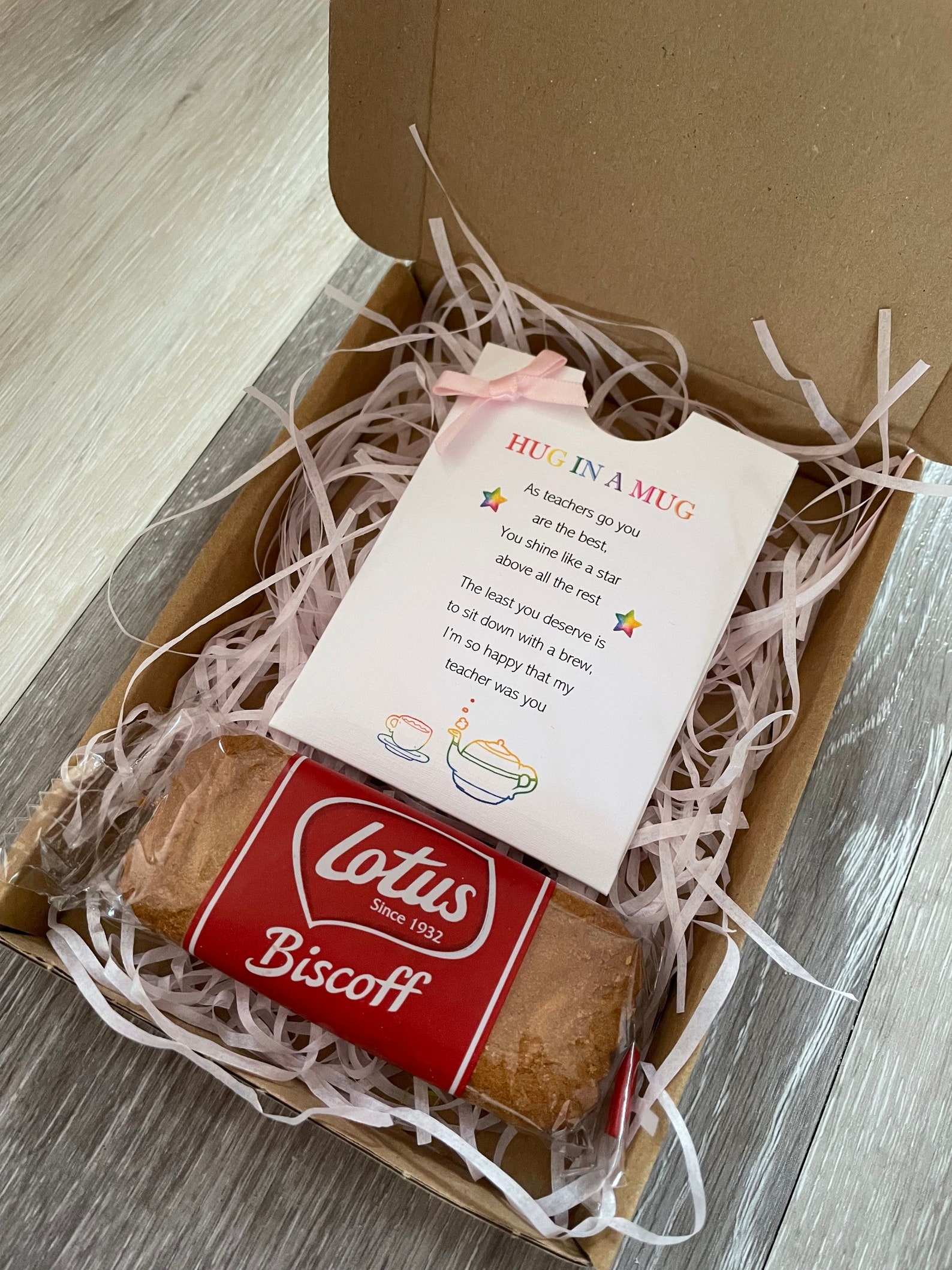 Teacher hug in a mug hamper box Tea and biscuit Thank you | Etsy