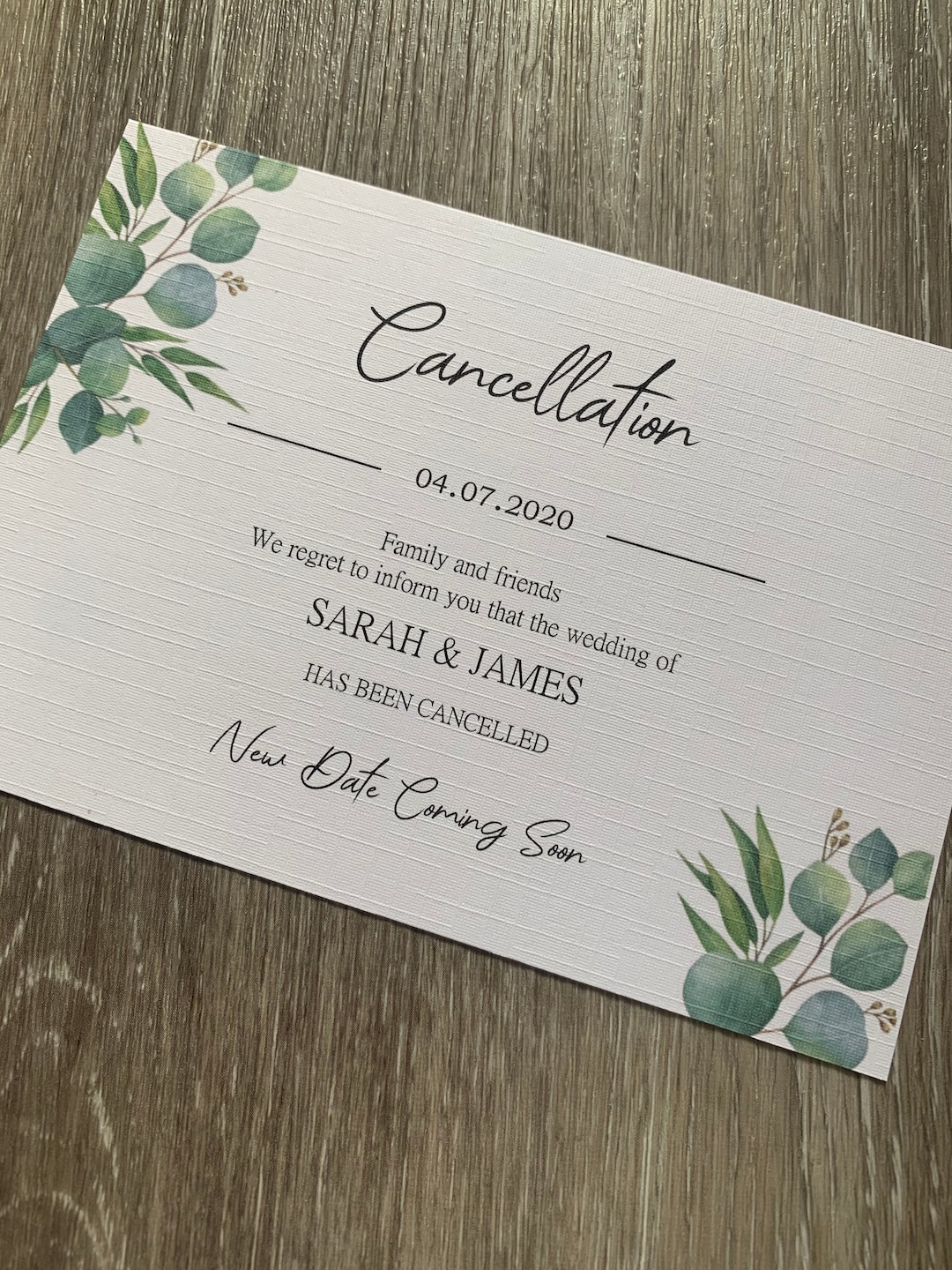 Wedding Day Cancelled Card Invite, Postponed Wedding, Change of Plans ...