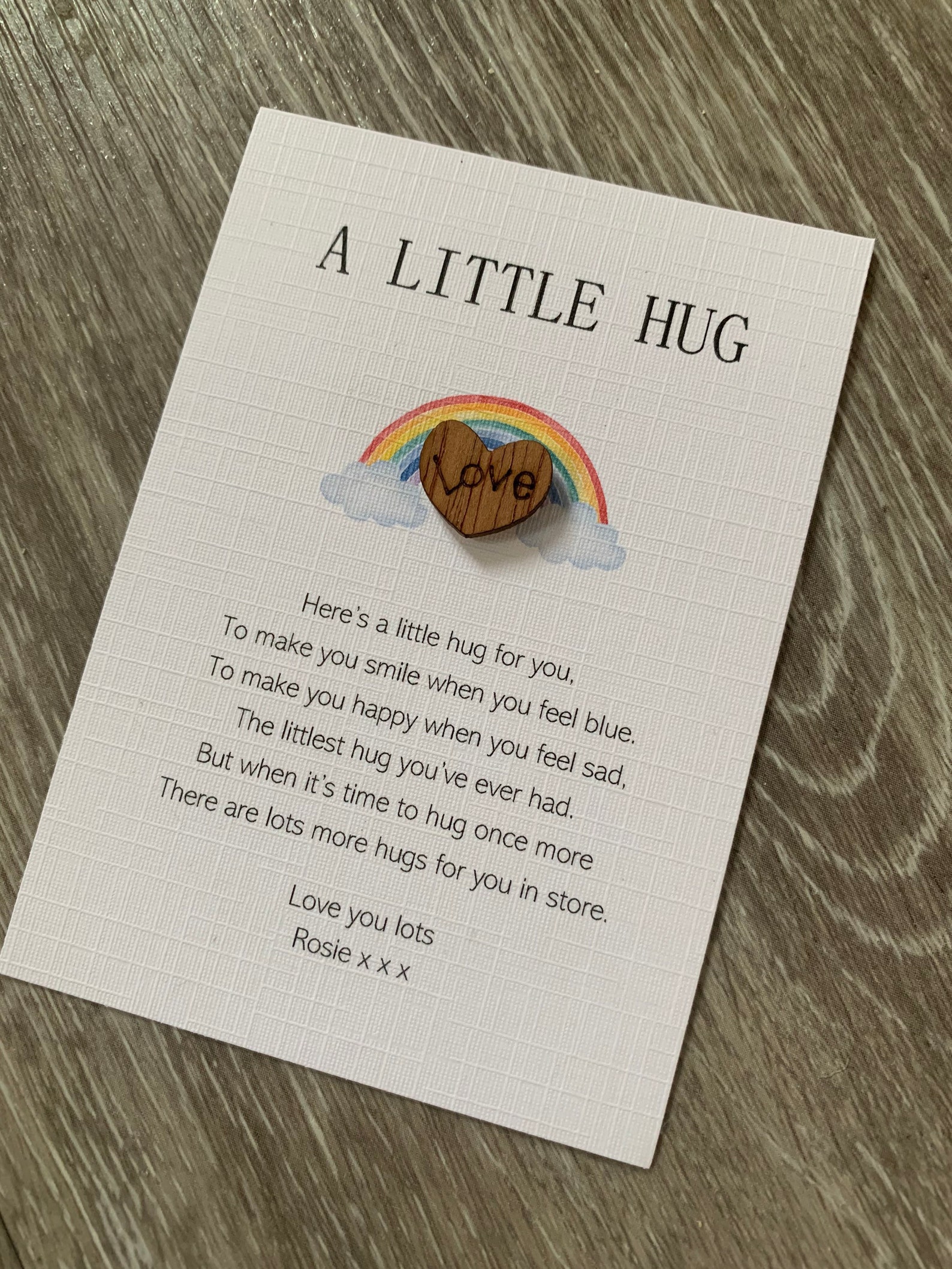 PERSONALISED A TINY little pocket hug with poem card | Etsy