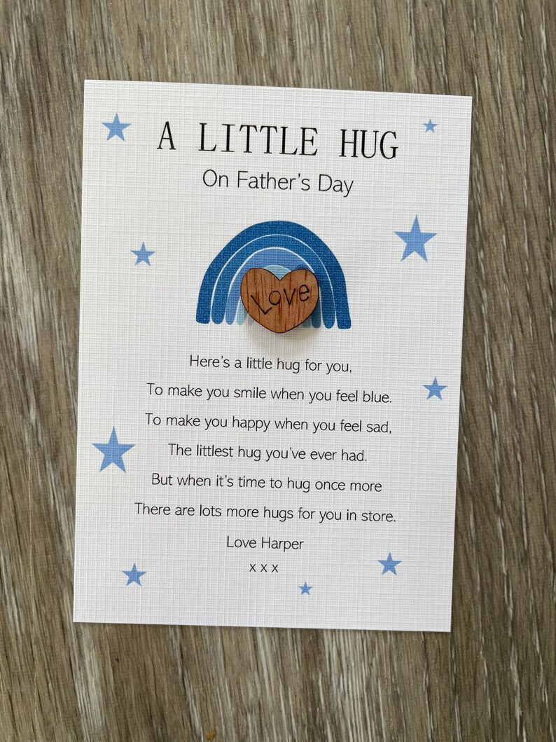 A Tiny Little Fathers Day Pocket Hug Poem Card Isolation - Etsy