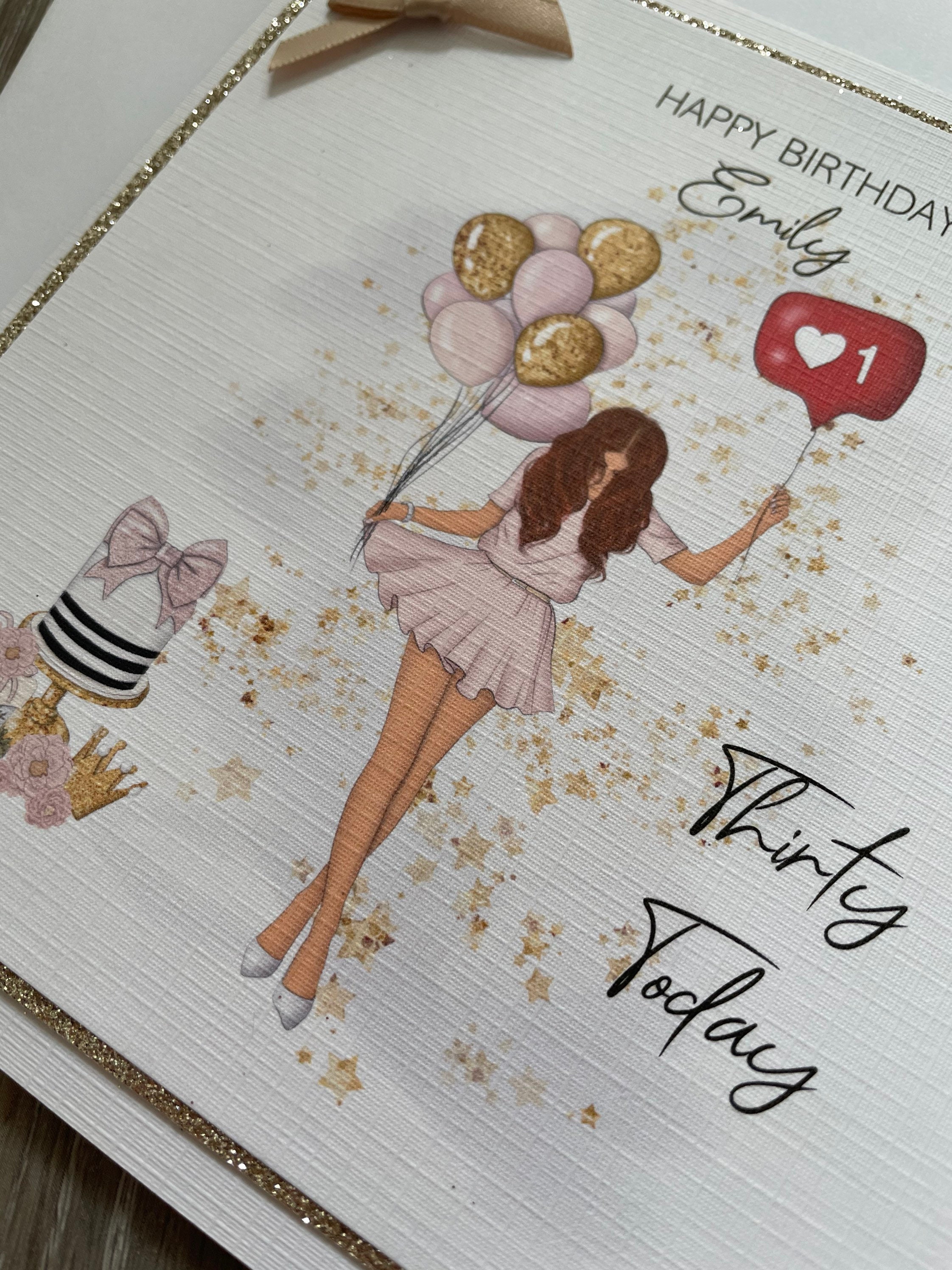 Girly birthday card happy birthday party personalised card | Etsy