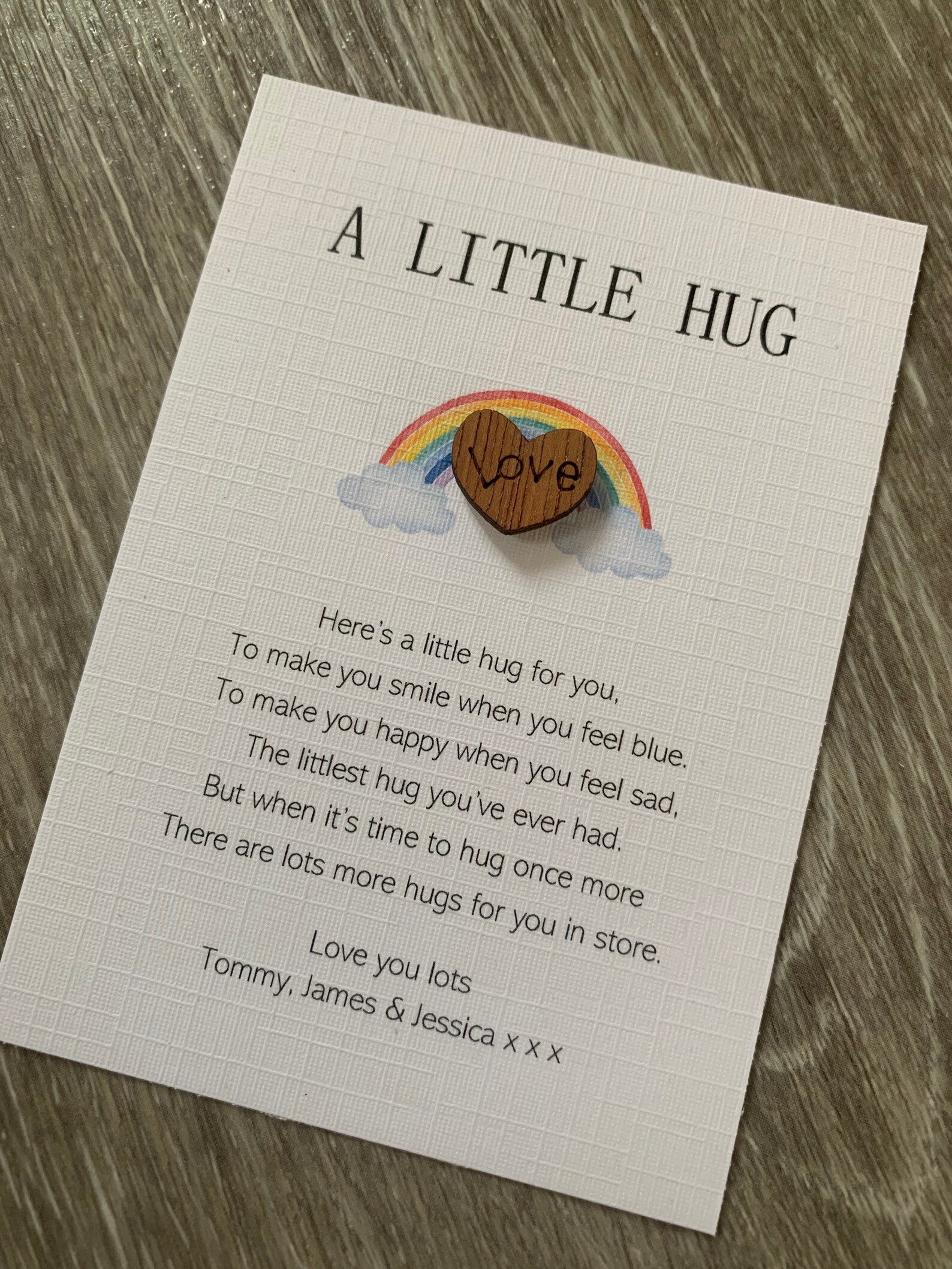 PERSONALISED, A TINY Little Pocket Hug With Poem Card, Isolation Gift ...