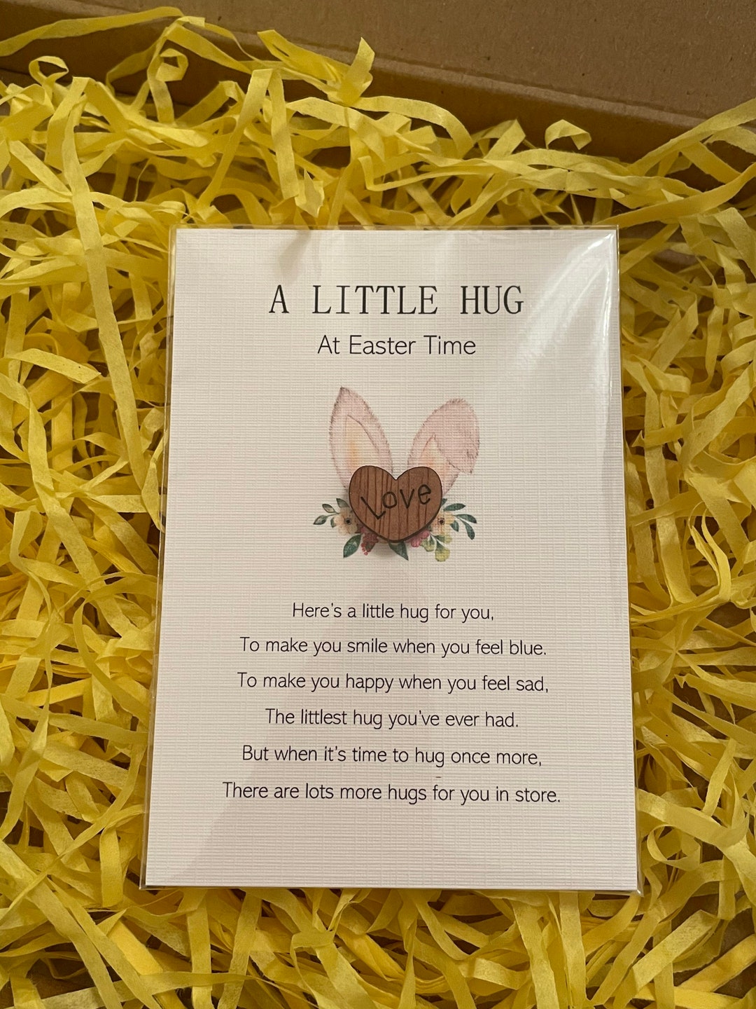 PERSONALISED Tiny Easter Hug Card, Pocket Hug Poem Card, Isolation Gift ...