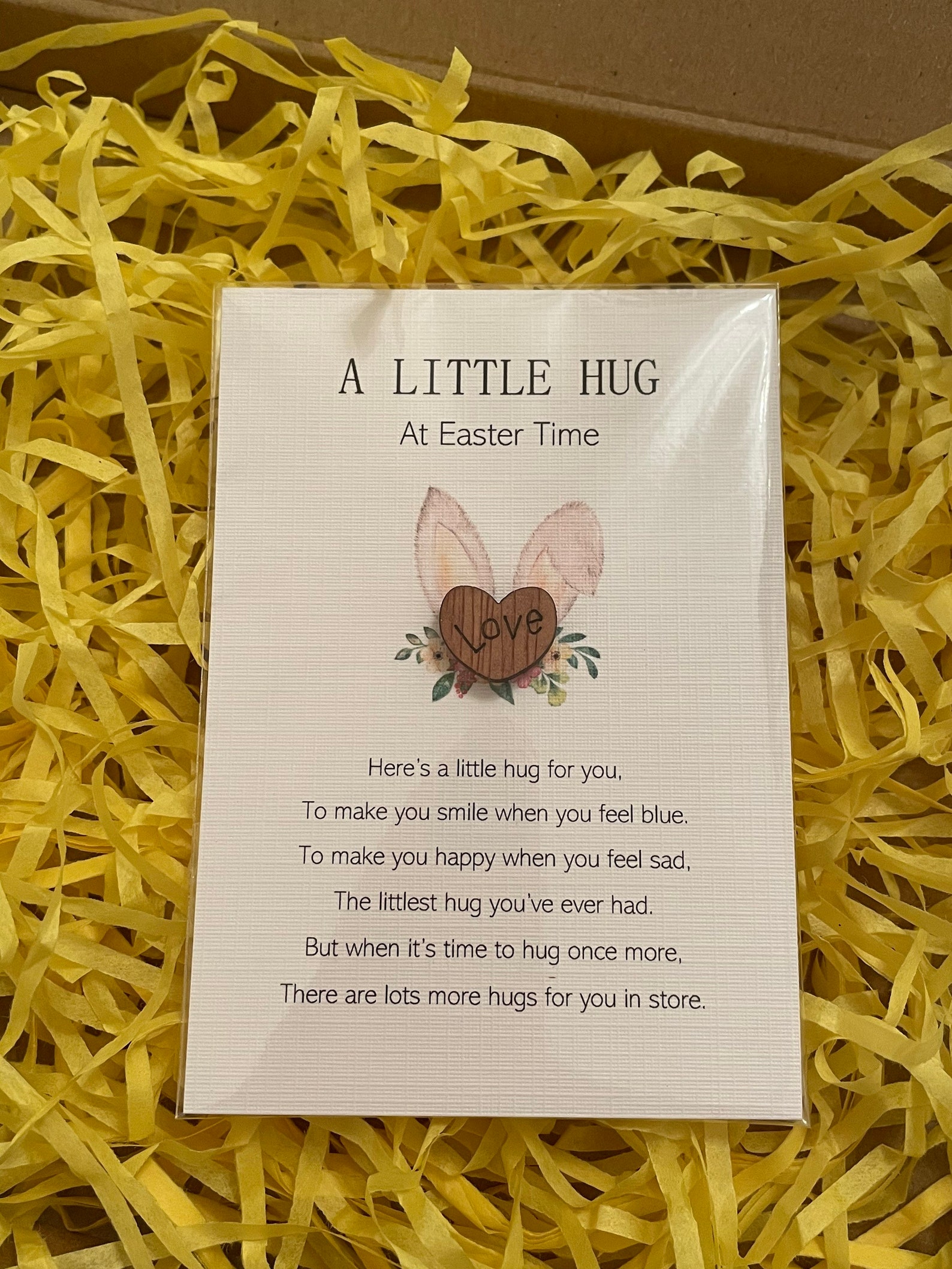 PERSONALISED Tiny Easter Hug Card, Pocket Hug Poem Card, Isolation Gift ...