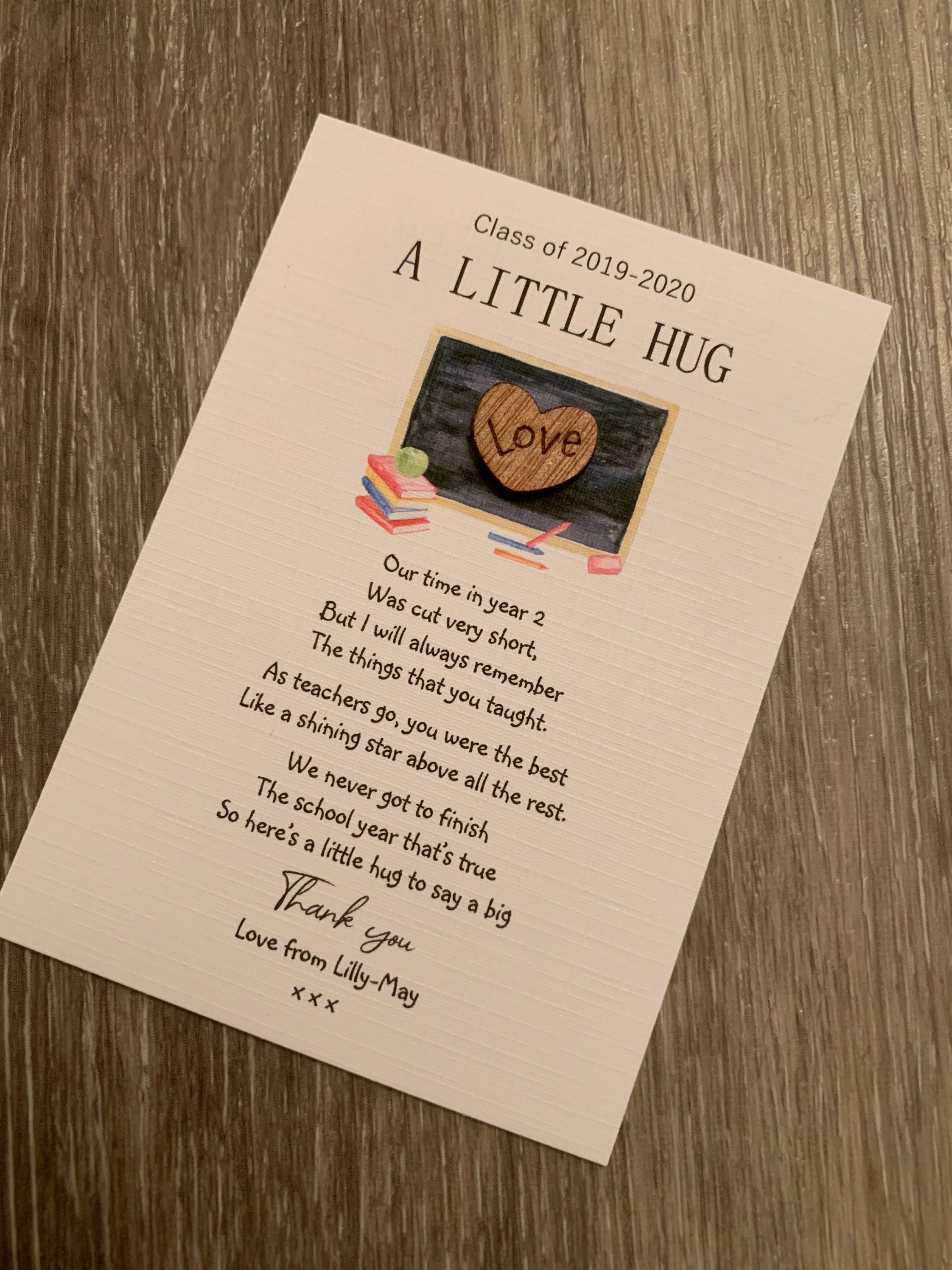 Teacher Pocket Hug Thank You Teacher Print End of Term | Etsy