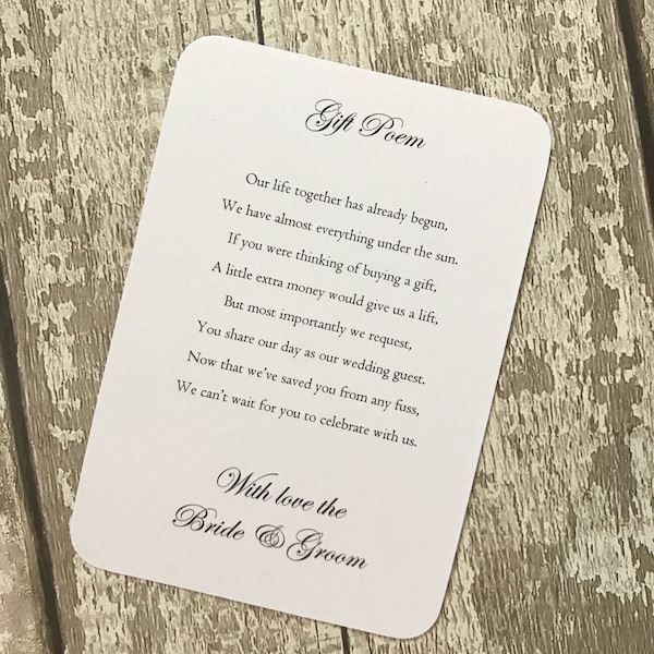 Wedding Money Poem - Etsy UK
