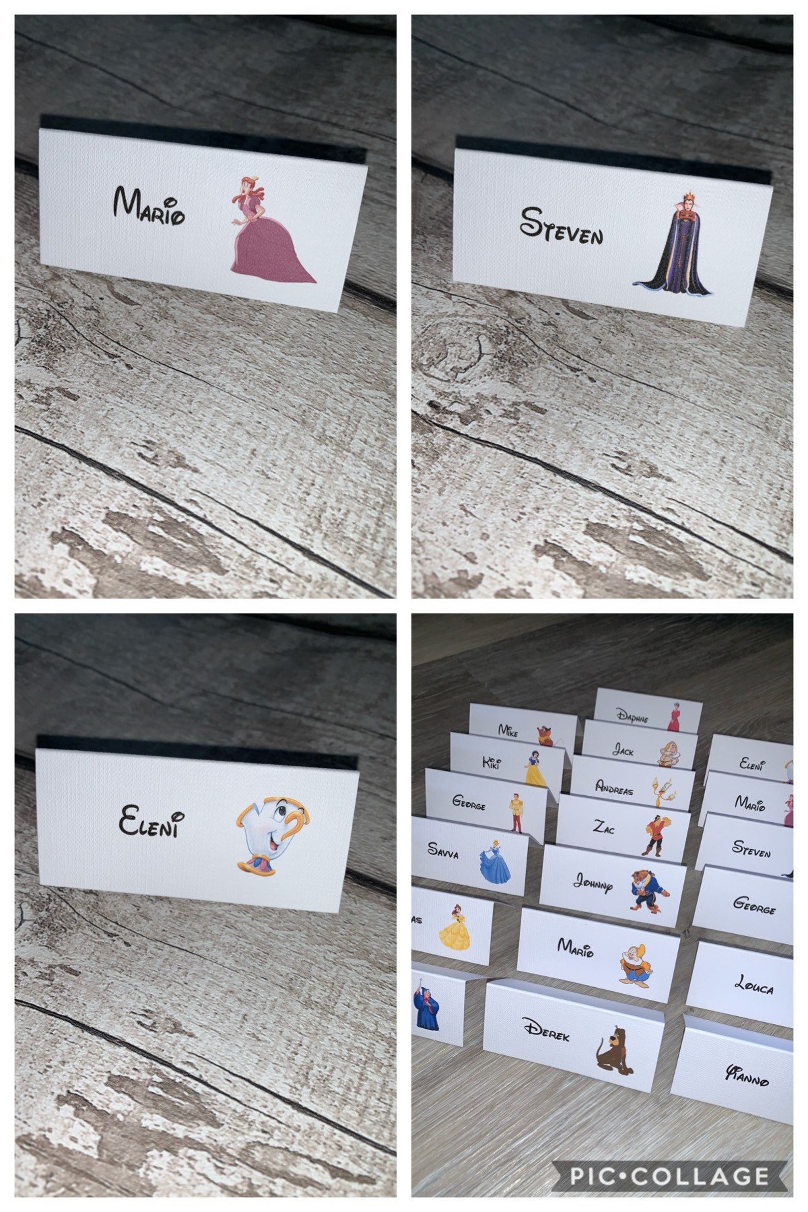 Coloured Disney Place Cards, Disney Wedding, Magical, Fairy Tale - Etsy UK