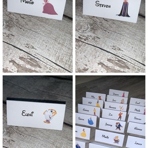 Coloured Disney Place Cards, Disney Wedding, Magical, Fairy Tale - Etsy