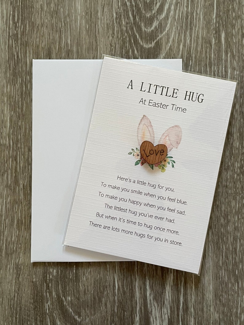 PERSONALISED Tiny Easter Hug Card, Pocket Hug Poem Card, Isolation Gift ...