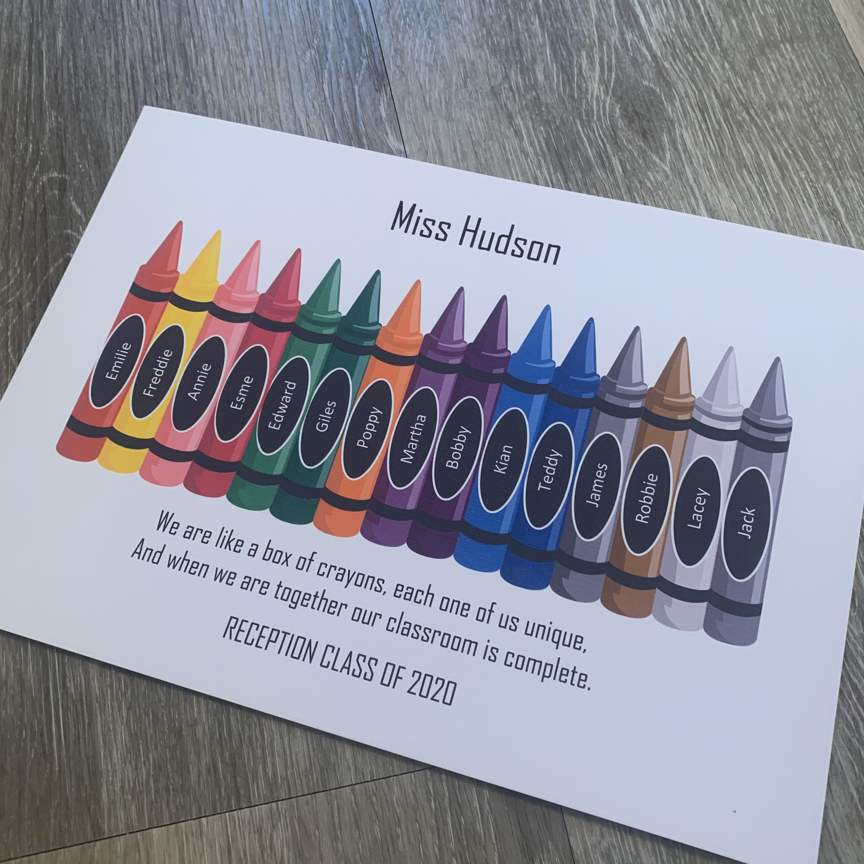 Personalised Teacher Crayon Print, Teacher Gift, Present, End of Term ...