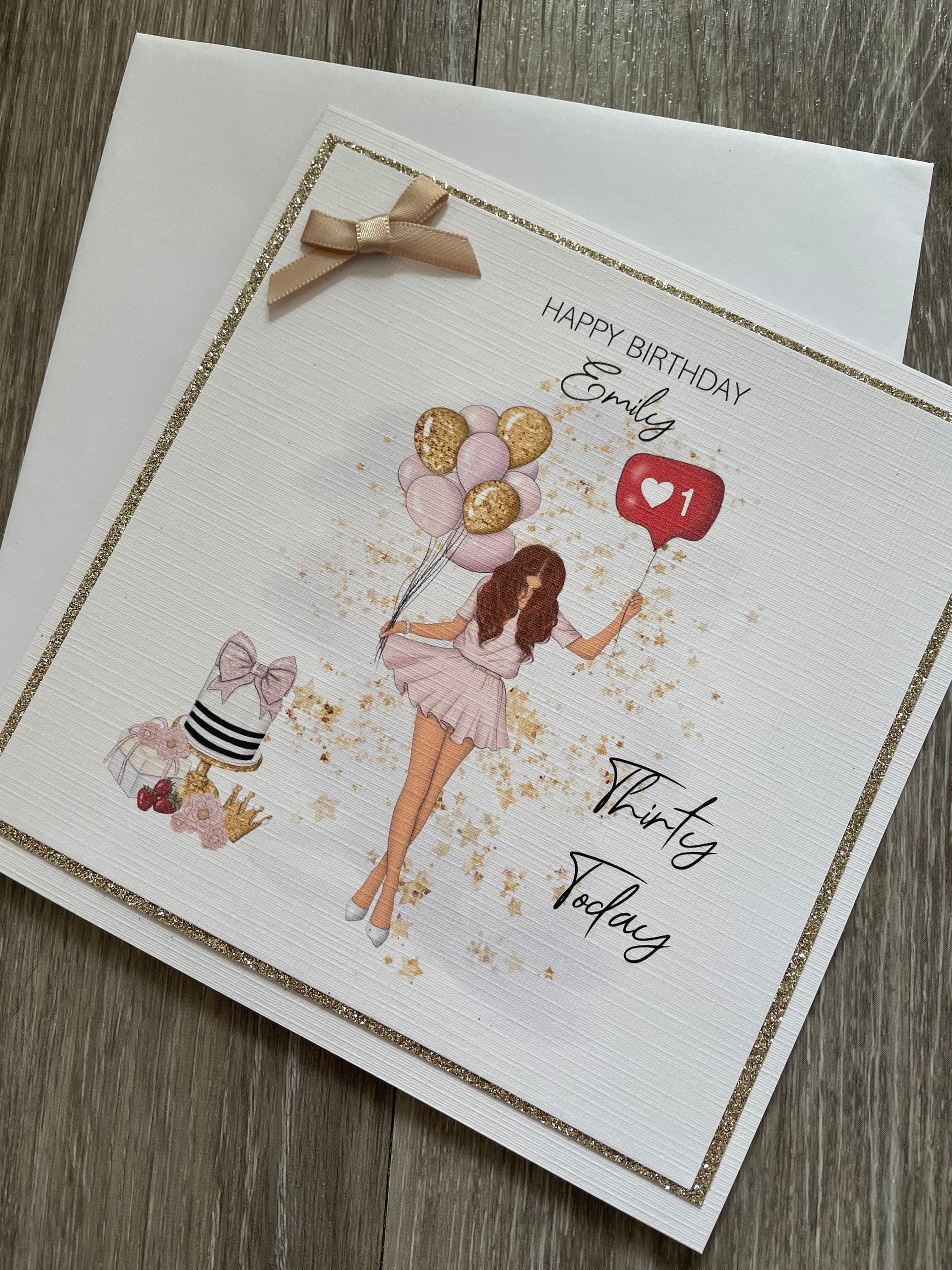 Girly birthday card happy birthday party personalised card | Etsy