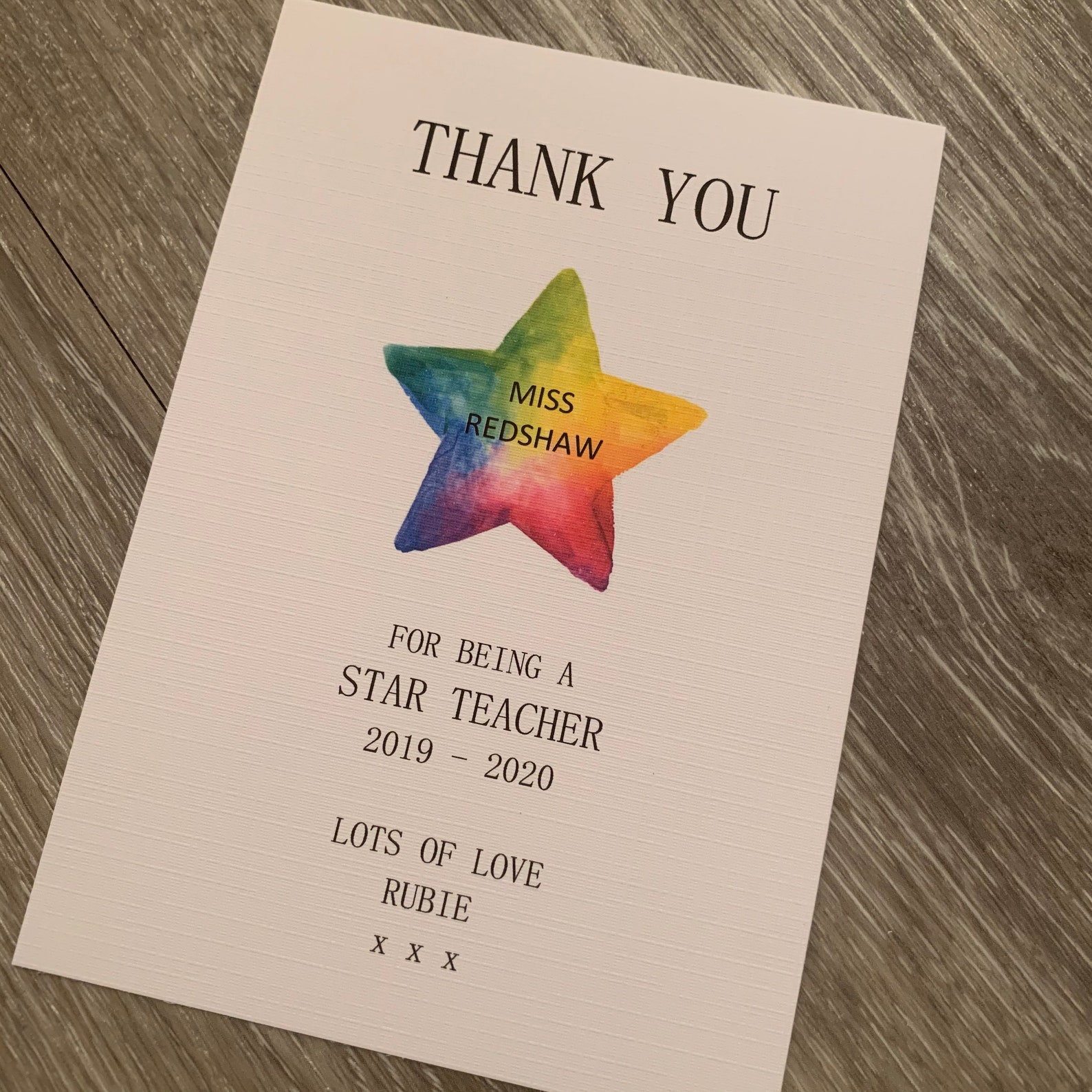 Teacher Thank You Cards Best Teacher Star Teacher Present | Etsy