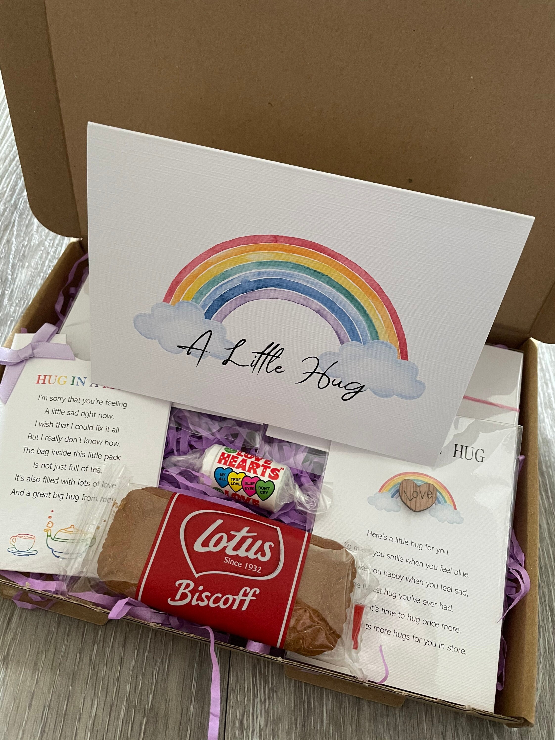 Hug in a box i care hamper A tiny pocket hug poem card | Etsy