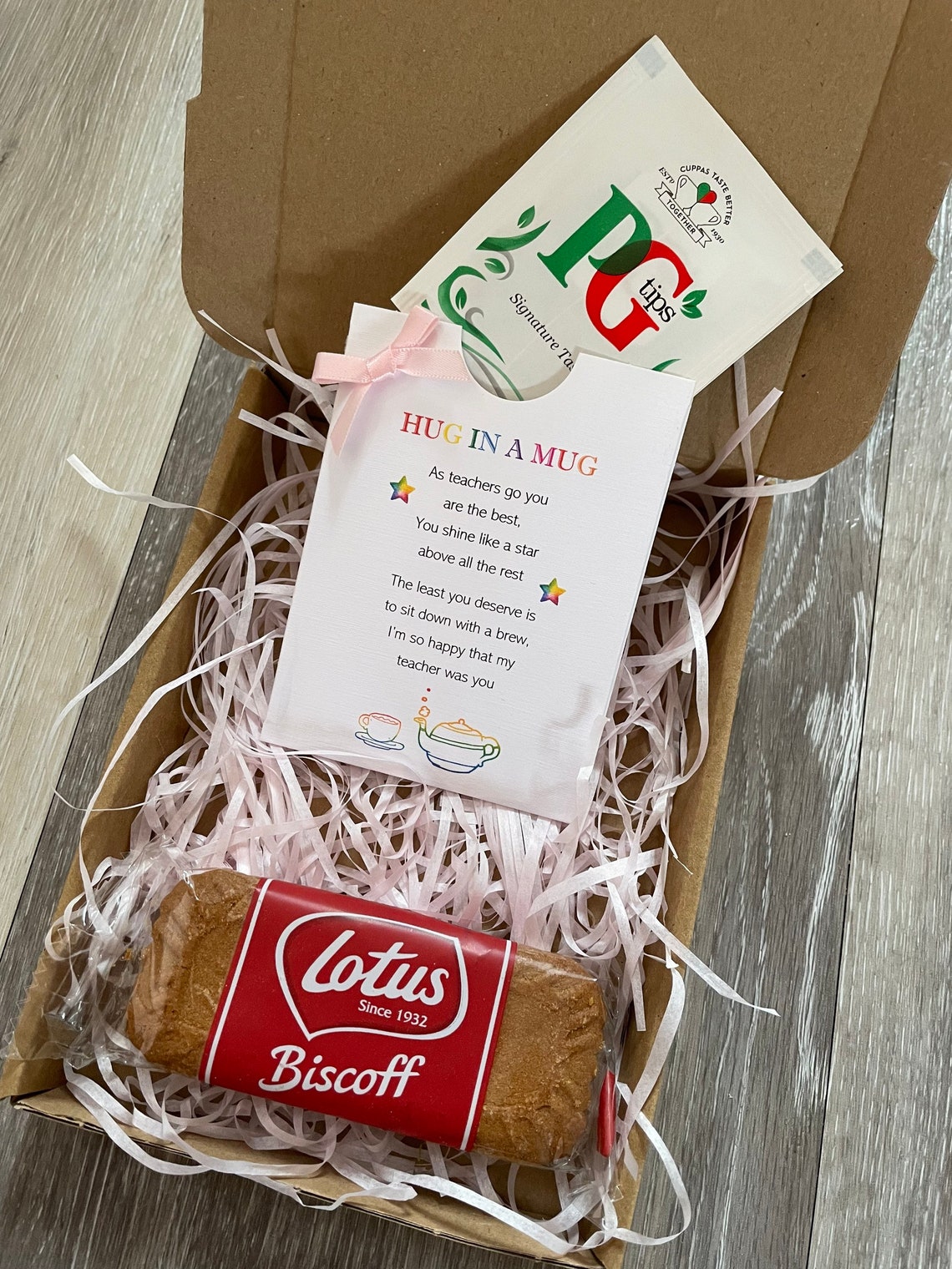 Teacher hug in a mug hamper box Tea and biscuit Thank you | Etsy