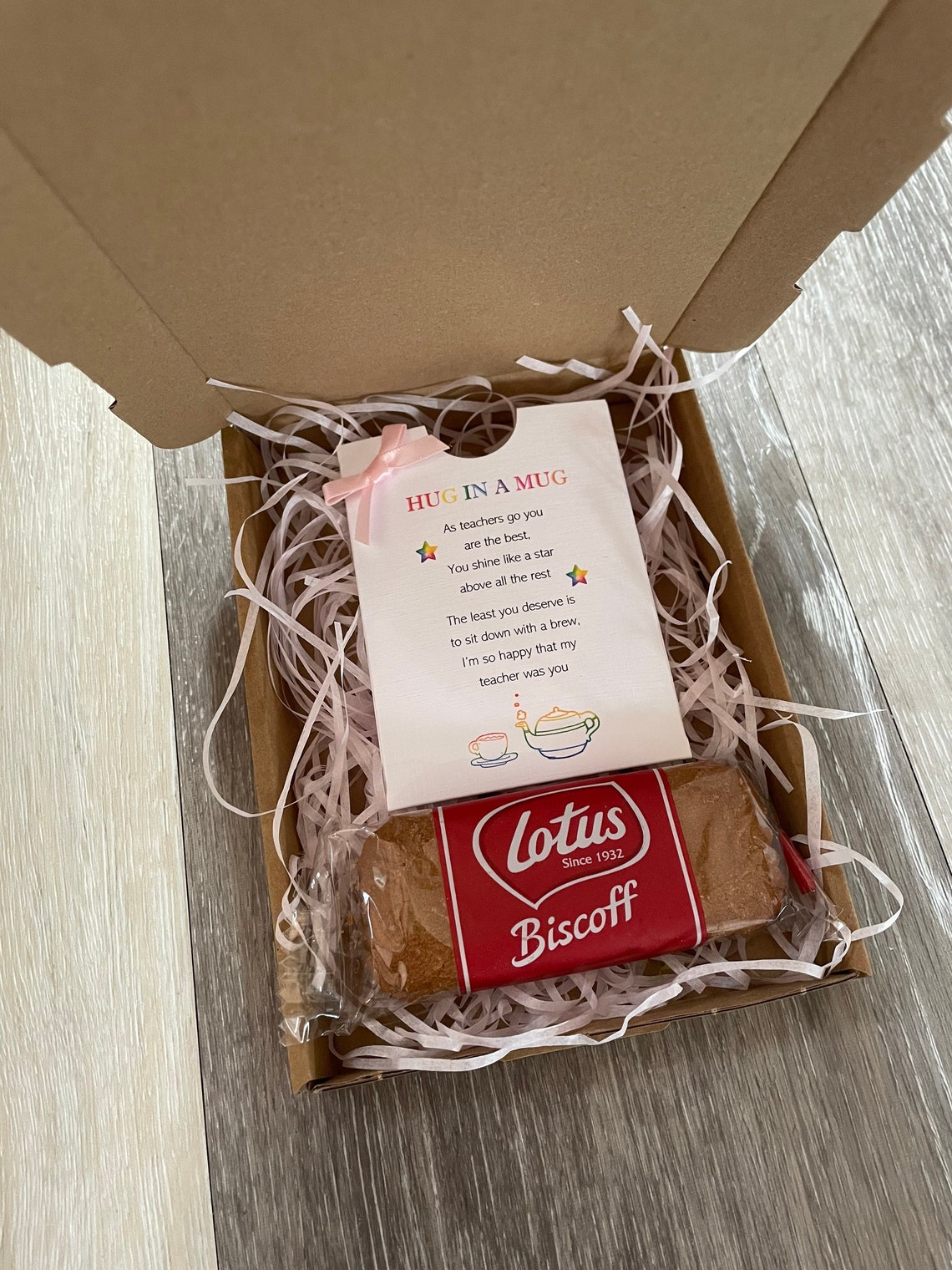 Teacher hug in a mug hamper box Tea and biscuit Thank you | Etsy
