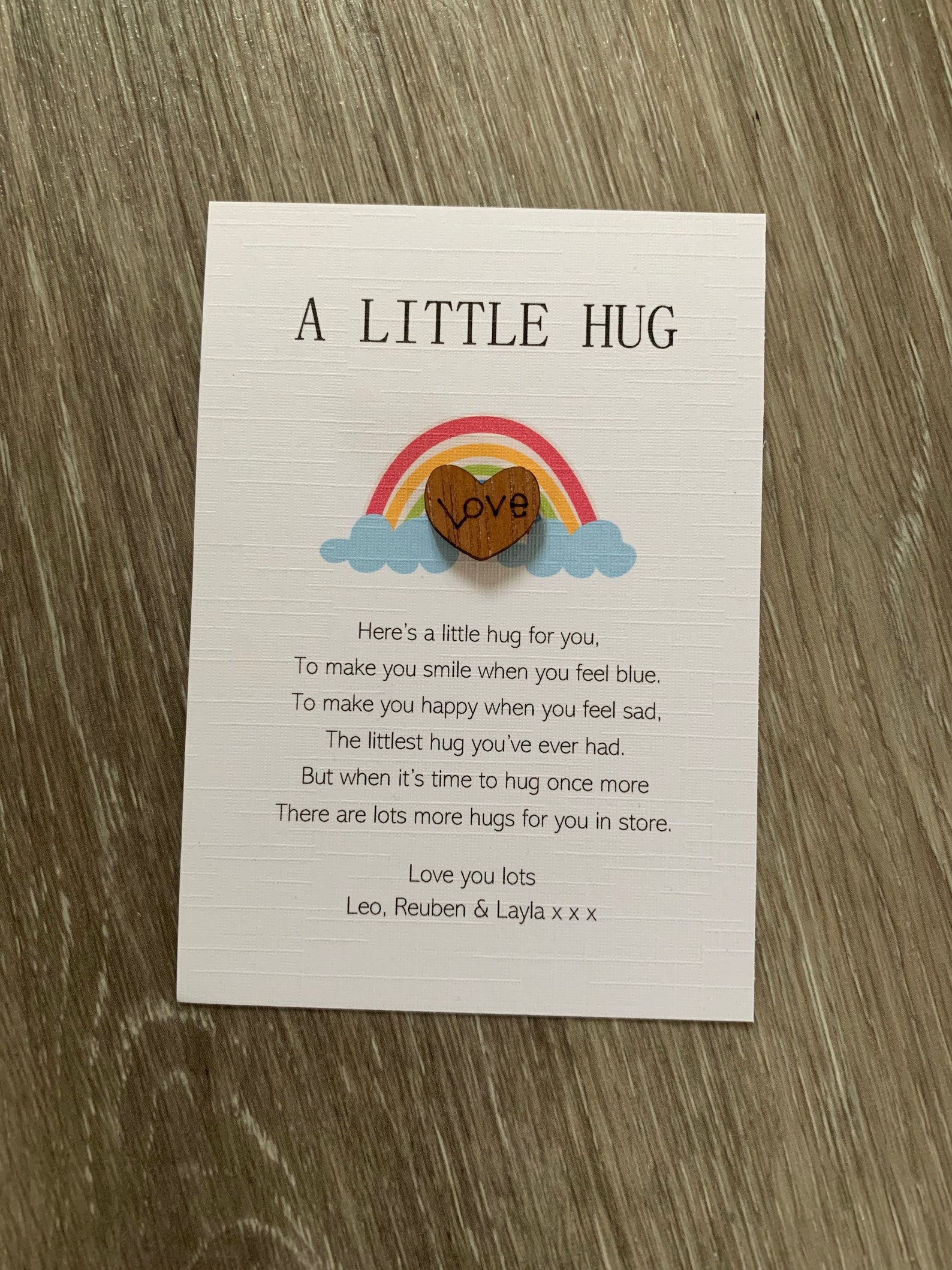 PERSONALISED A TINY little pocket hug with poem card | Etsy