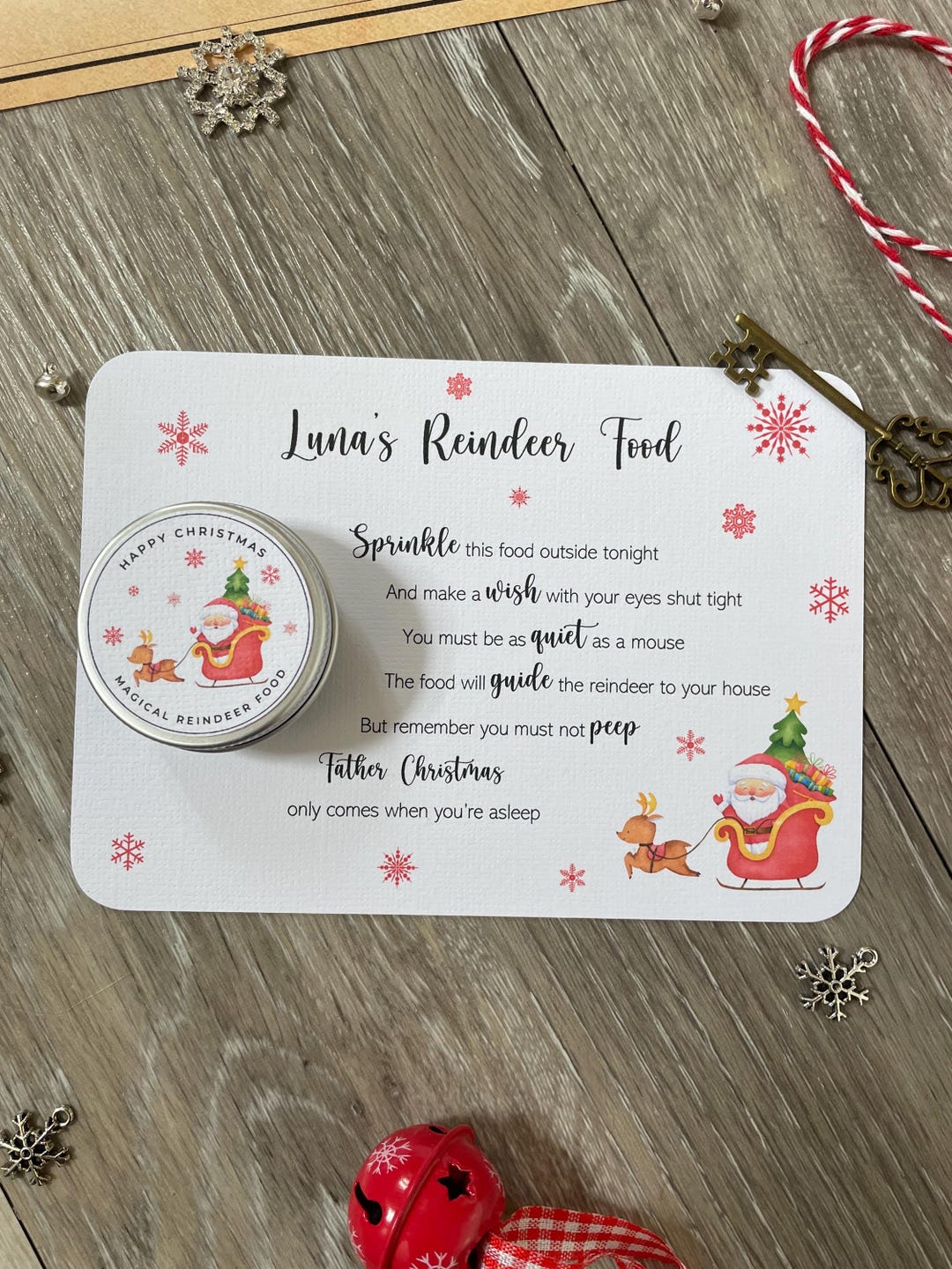 Magic Reindeer Food Tin, Santas Sleigh, Magical Reindeer Dust, Card ...