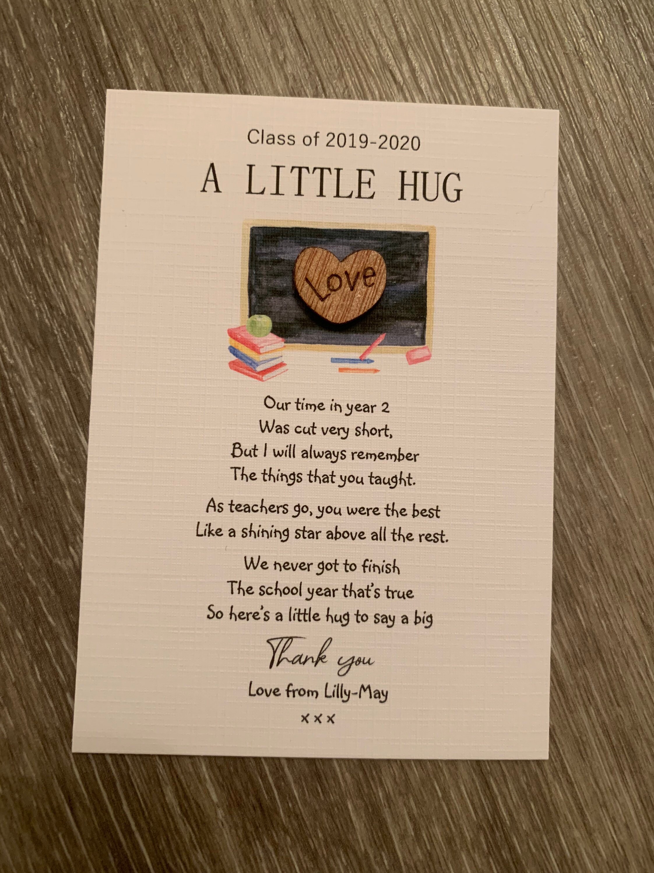 Teacher Pocket Hug Thank You Teacher Print End of Term | Etsy