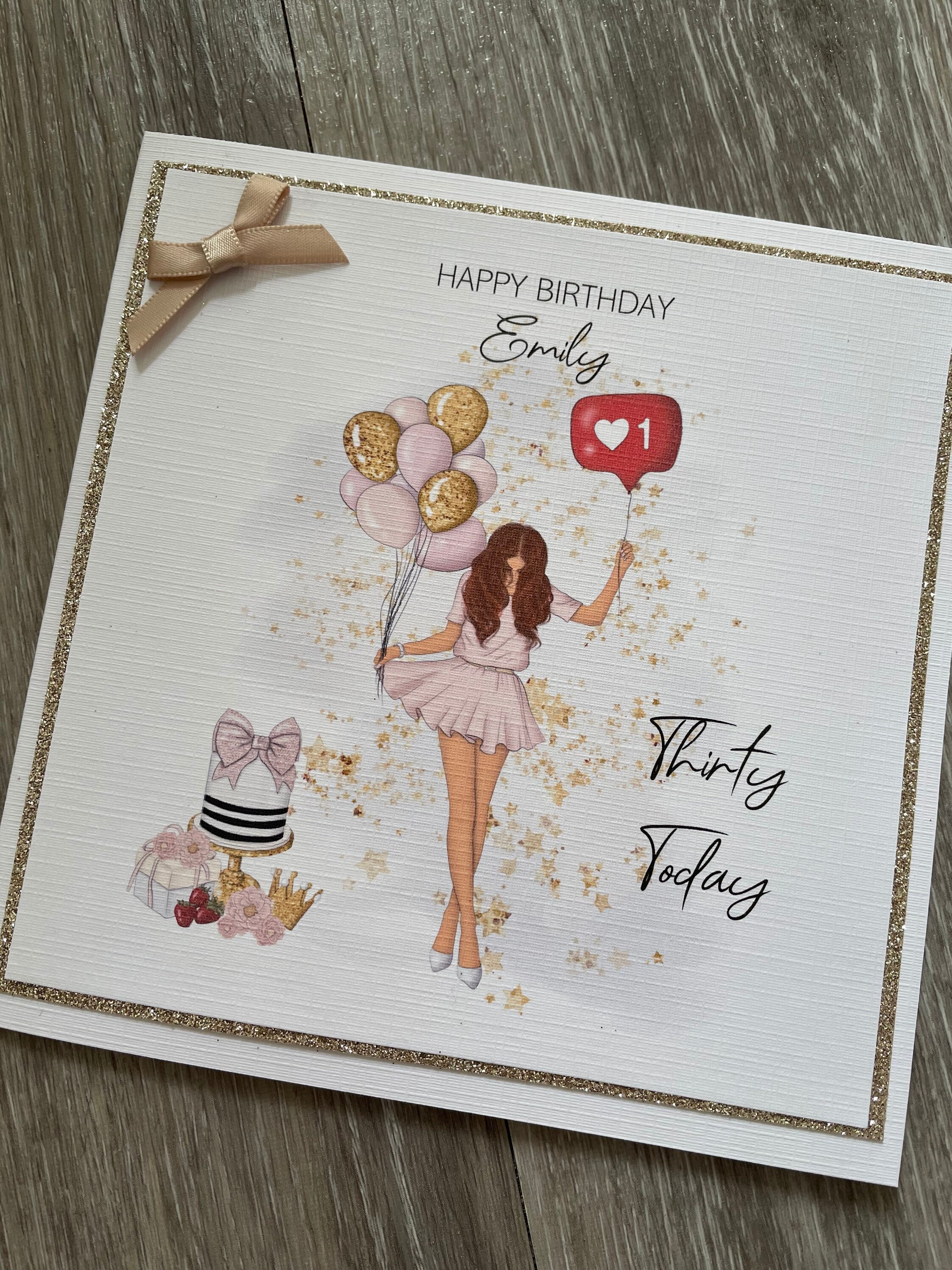 Girly birthday card happy birthday party personalised card | Etsy
