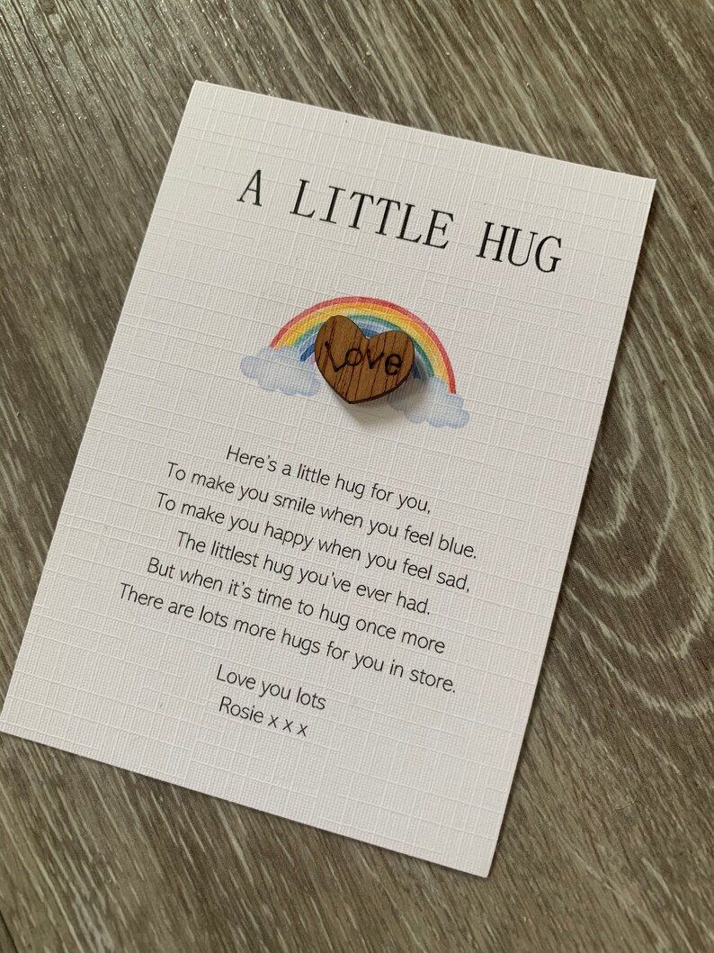 A Tiny Little Pocket Hug Poem Card, Isolation Gift, Miss You, Hug Token ...