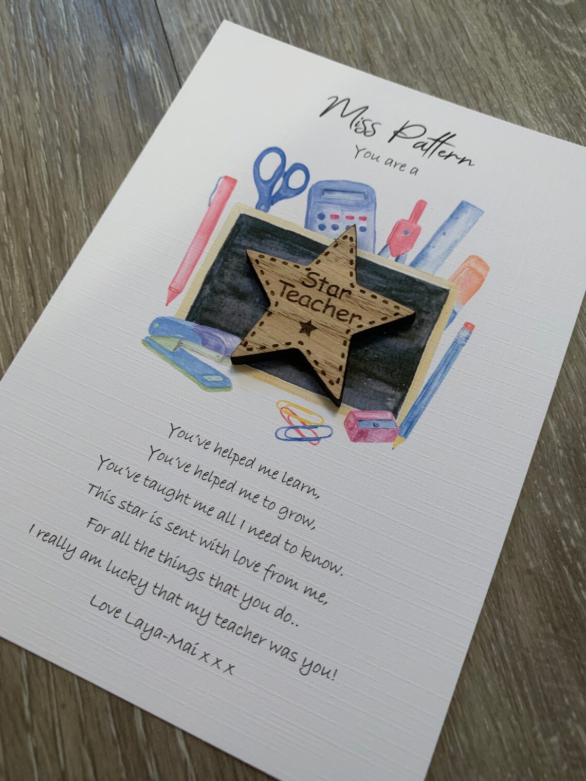 Teacher Pocket Hug Star Teacher Print Poem End of Term - Etsy