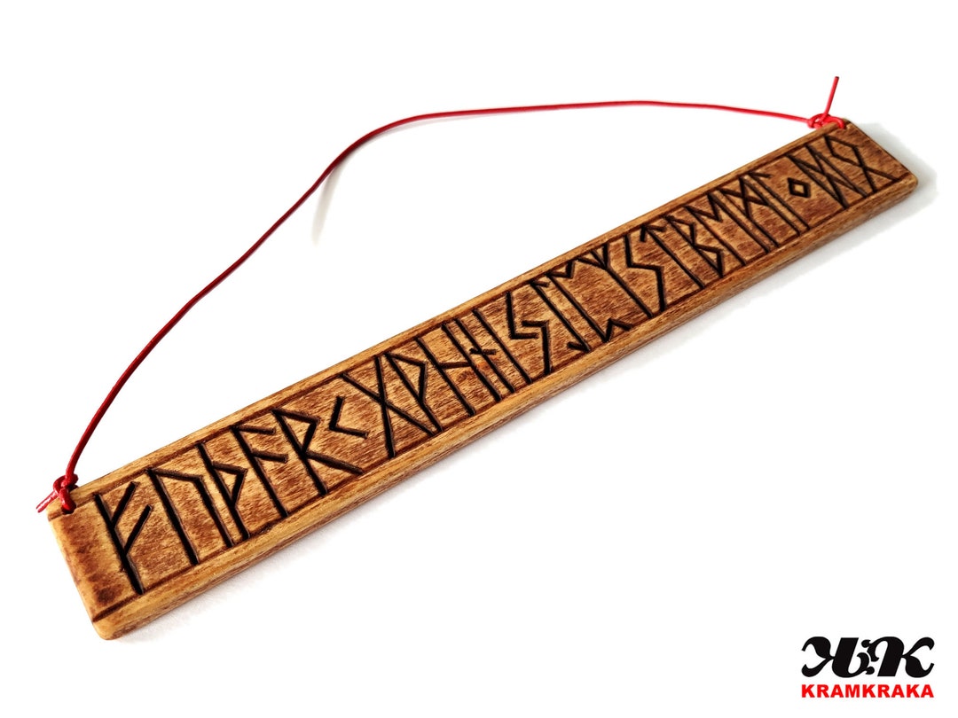 Wooden Board With Carving Elder Futhark Alphabet on Wall - Etsy