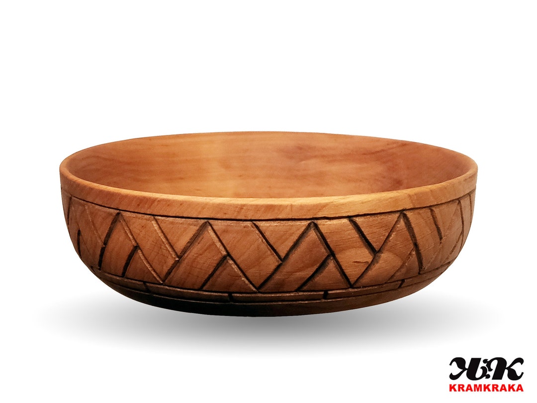 Wooden Carved Bowl [ Viking Age Medieval Wood Decorated Painted for ...