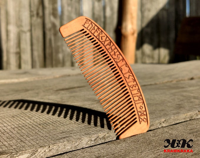 Futhark Wooden Comb - Hand-decorated in the Style of Scandinavian ...