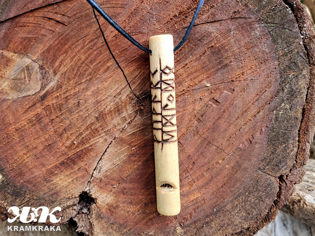 Carved Wooden Whistle With Elder Futhark Let Them Hear You, Viking ...
