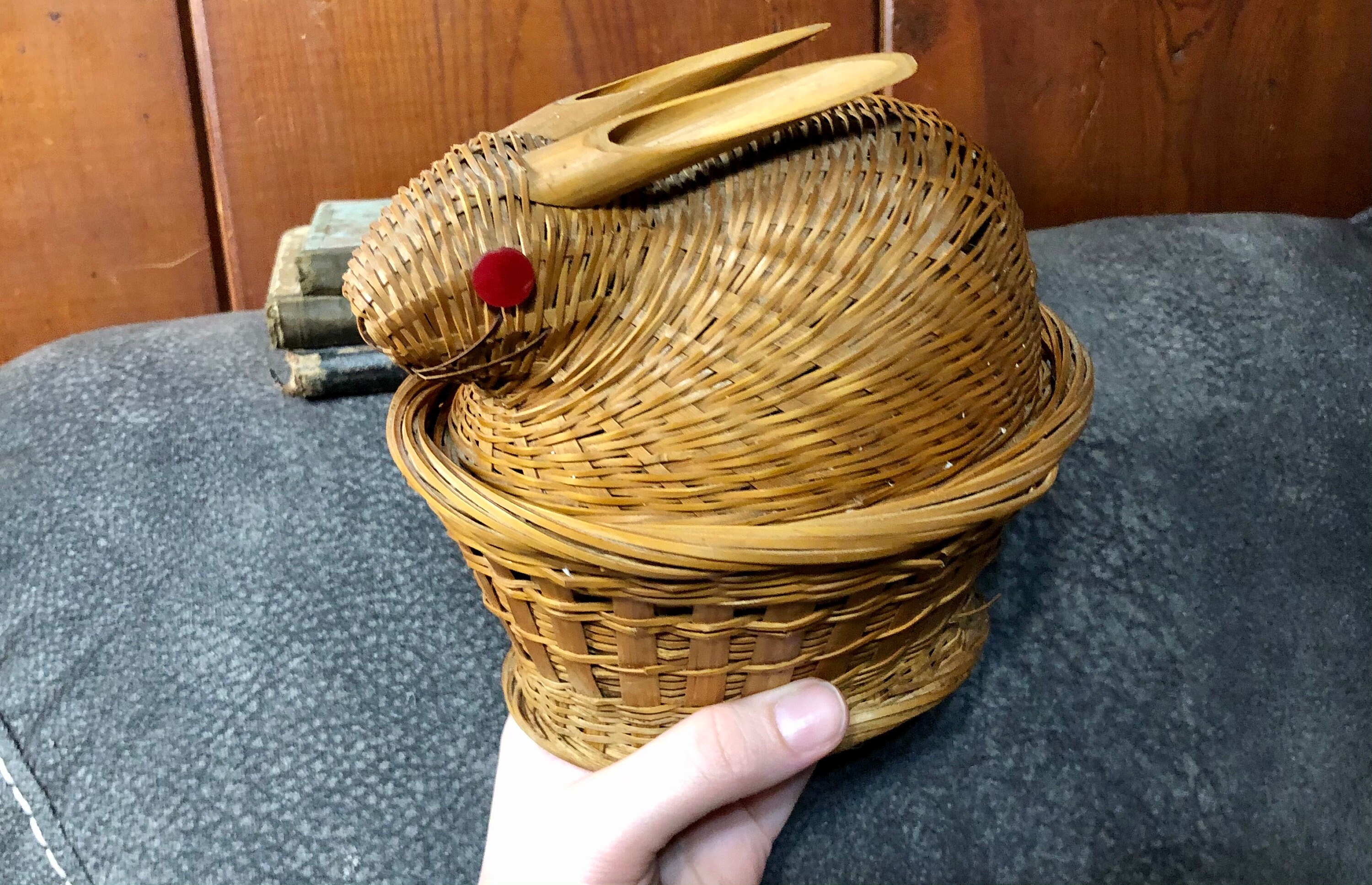 Adorable Wicker Bunny Basket / Unique Storage / Jungalow Decor | Etsy