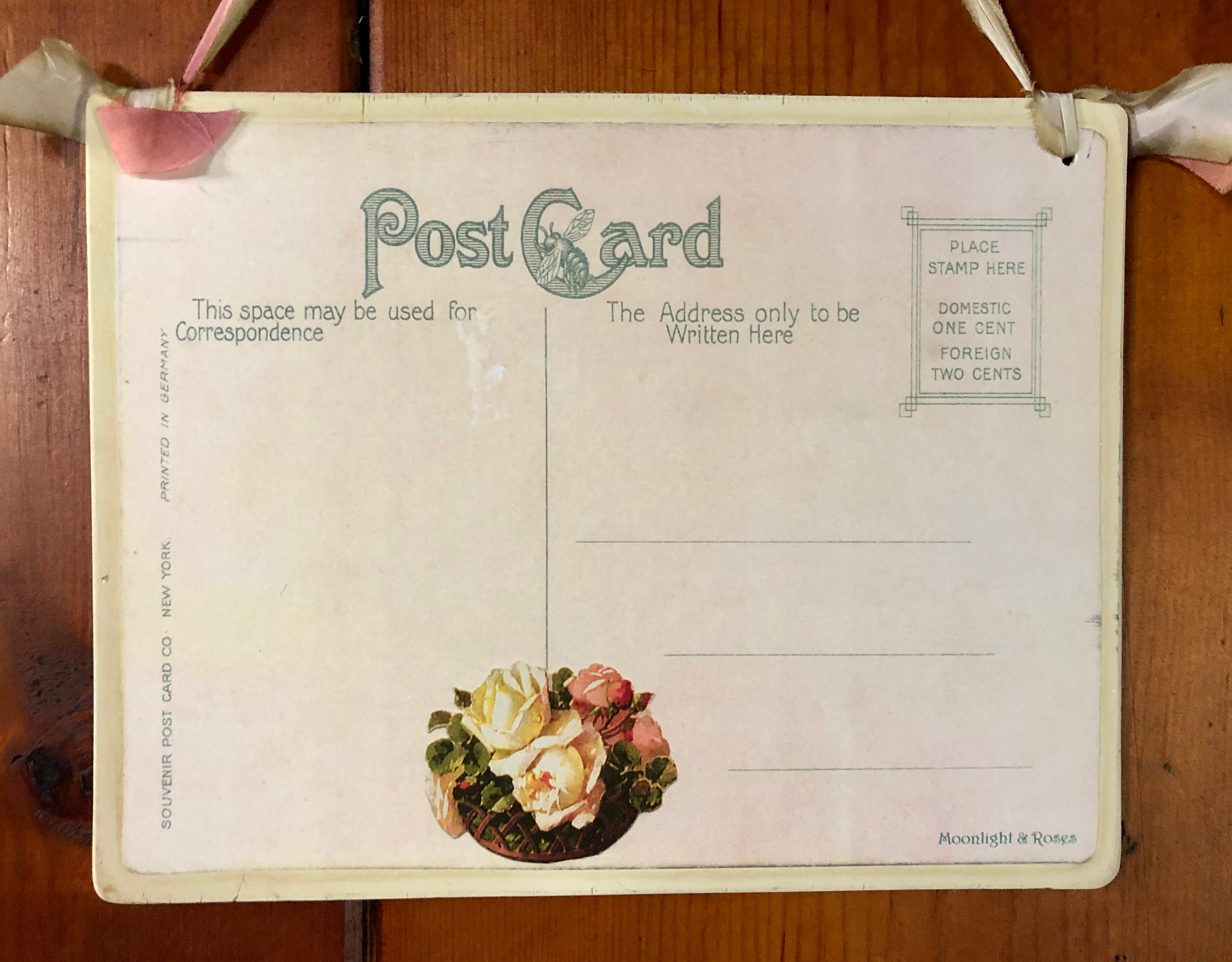Giant Postcard With Pink and Yellow Flowers / Moonlight & Roses Hanging ...