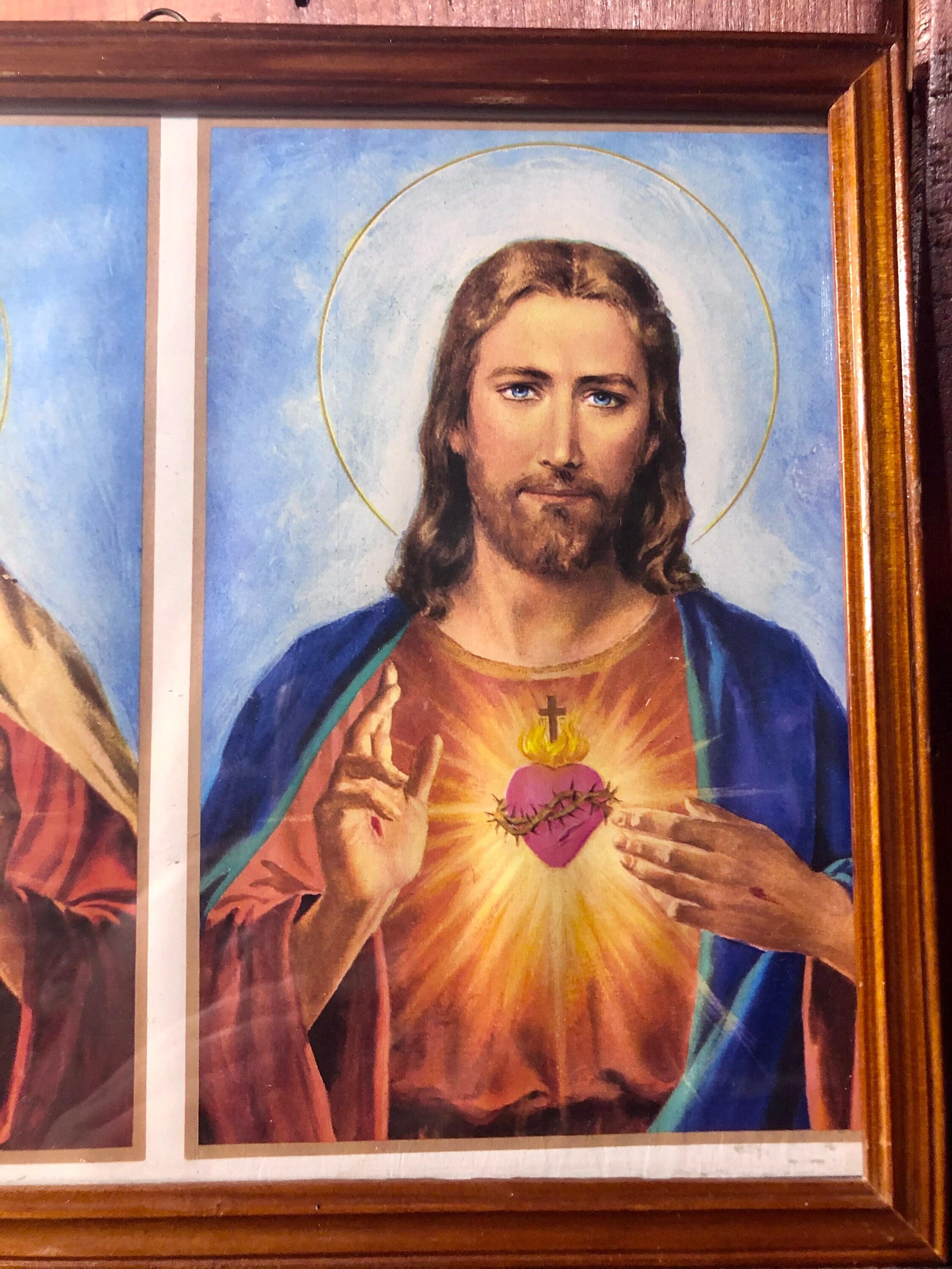 Vintage Sacred Heart Print / Framed Religious Art | Etsy