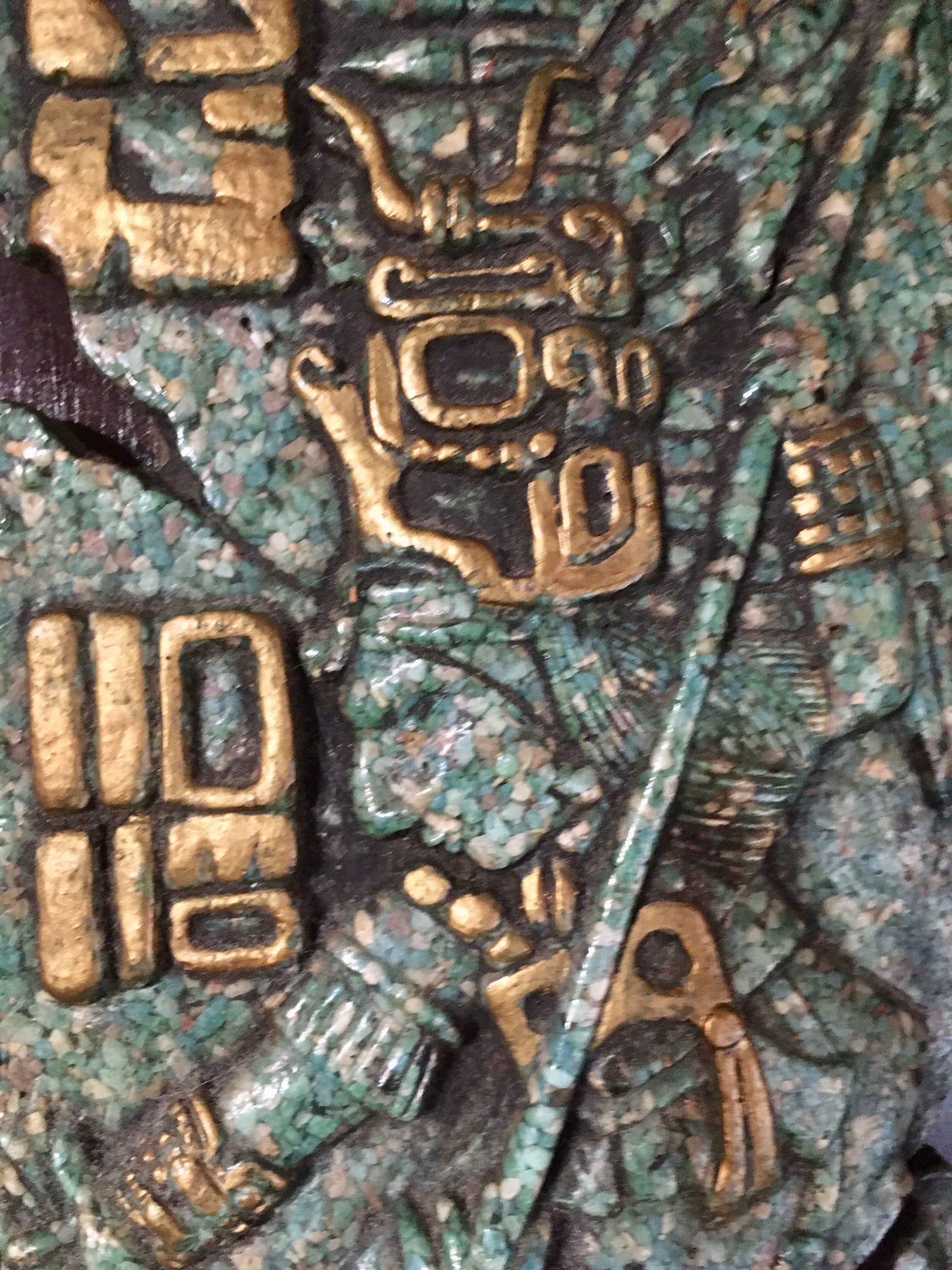 Vintage Crushed Malachite Mayan Aztec Mosaic Wall Plaque / Historical ...