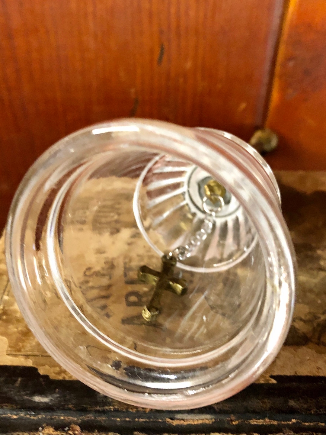 Rare Vintage Bell With Cross Clapper / Glass and Metal Crucifix Charm ...