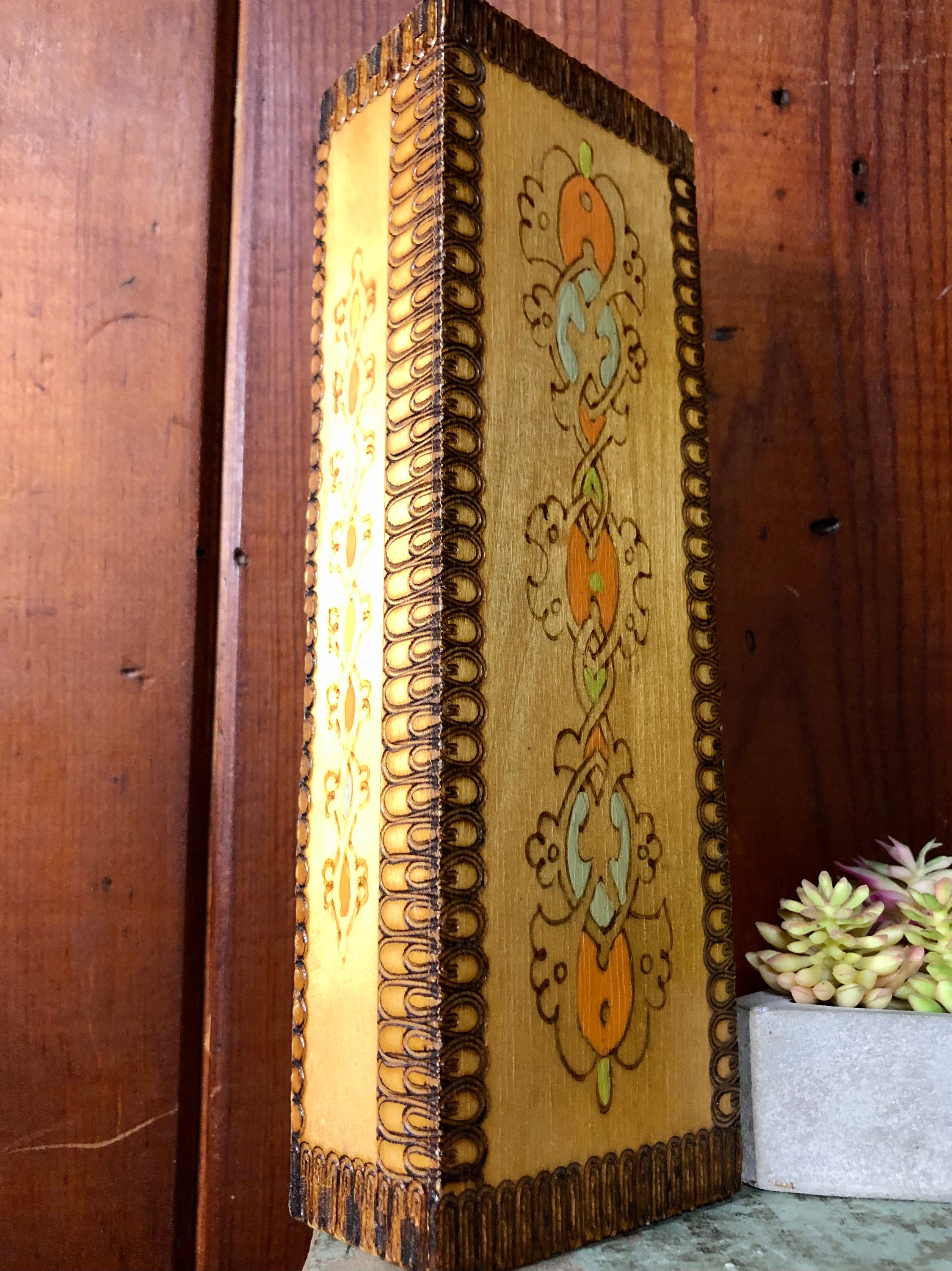 Handmade Wooden Pyrography Box / Hand Painted and Burned | Etsy