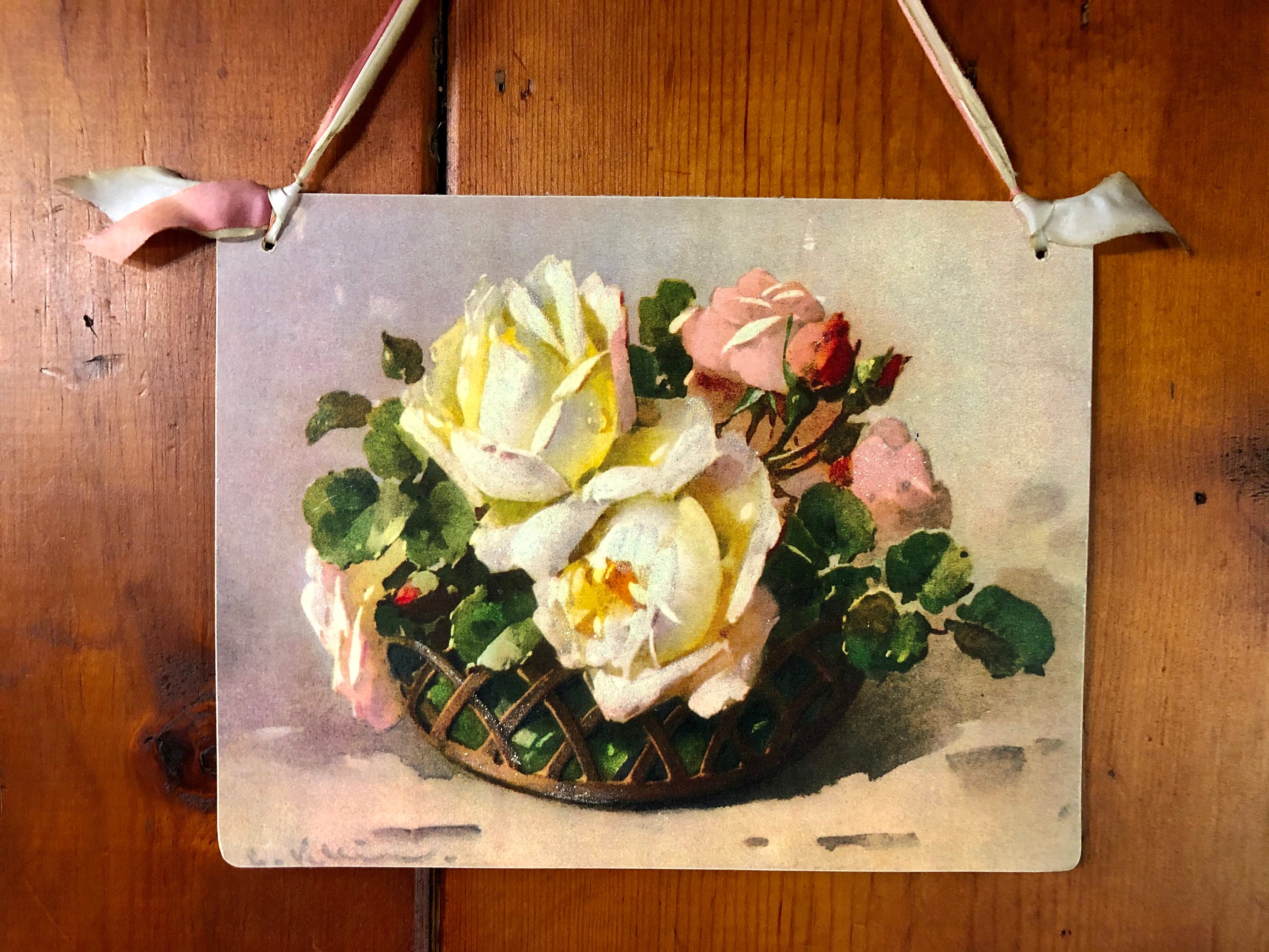 Giant Postcard With Pink and Yellow Flowers / Moonlight & Roses Hanging ...