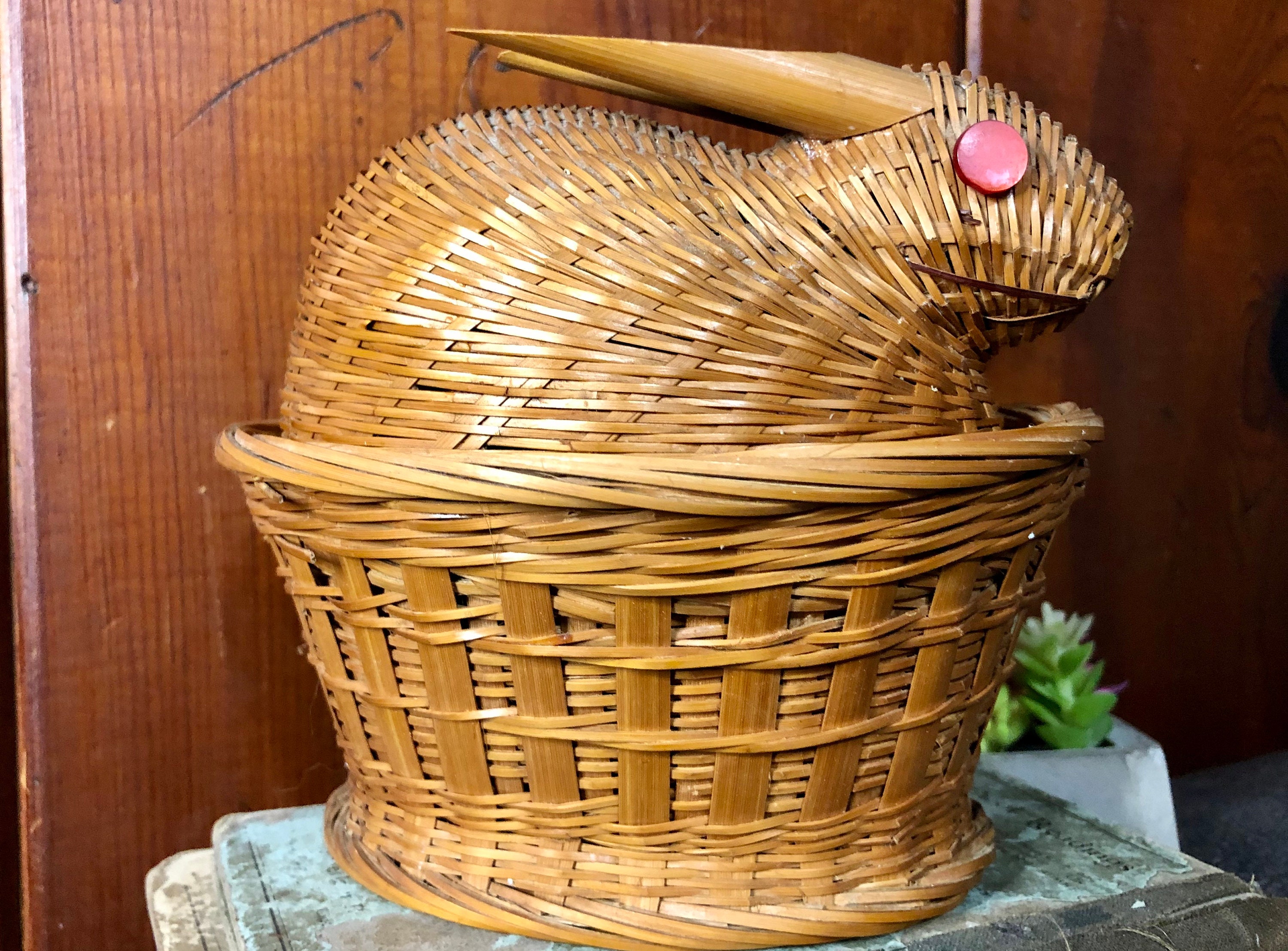 Adorable Wicker Bunny Basket / Unique Storage / Jungalow Decor | Etsy