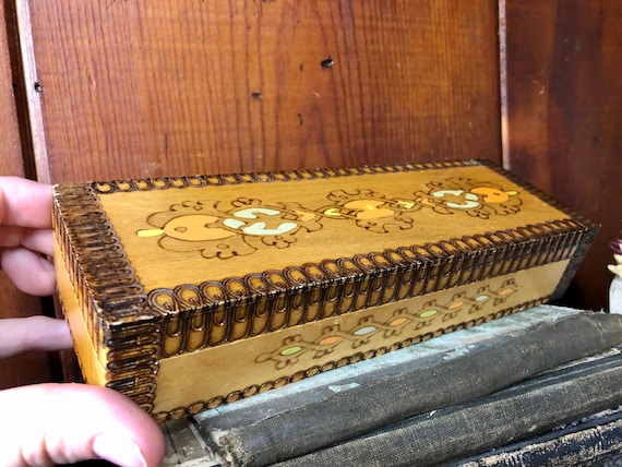 Handmade Wooden Pyrography Box / Hand Painted and Burned | Etsy