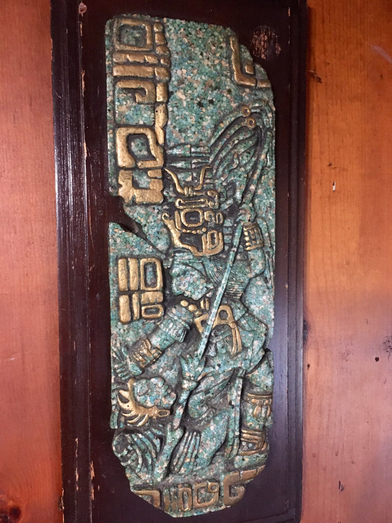 Vintage Crushed Malachite Mayan Aztec Mosaic Wall Plaque / | Etsy