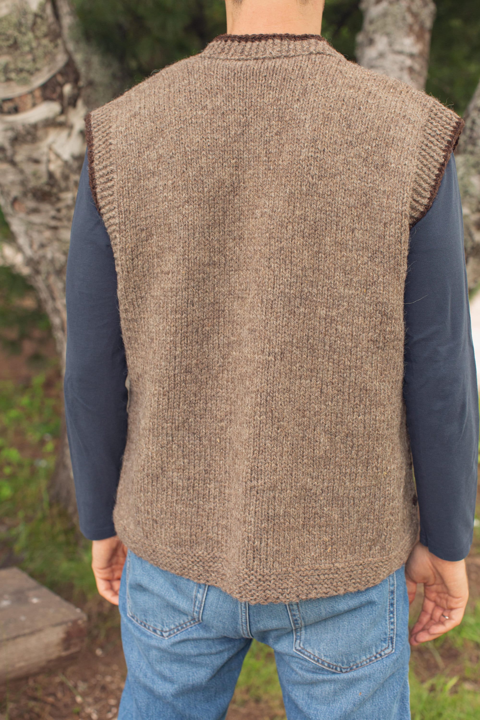 Natural Sheep's Wool Vest, Men's Vintage Style Knit Vest, Classical ...