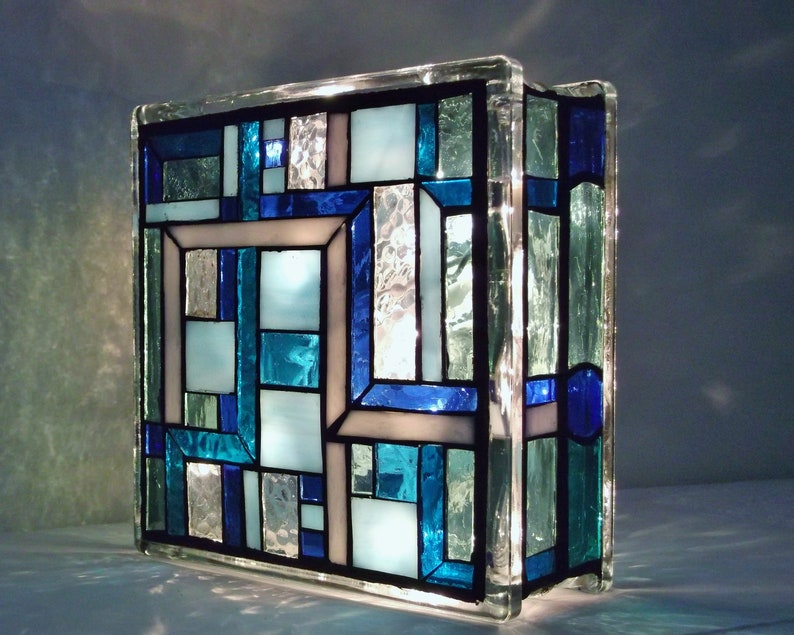 Glass Block Light Stained Glass Abstract - Etsy