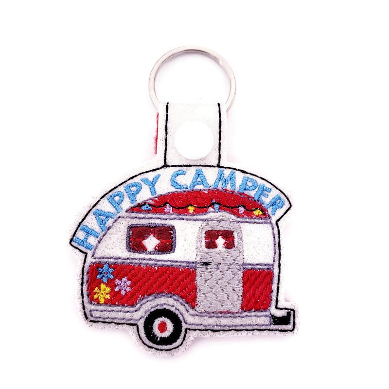 Happy Camper RV Key Chain Key Fob Zipper Pull Snap Tab | Etsy