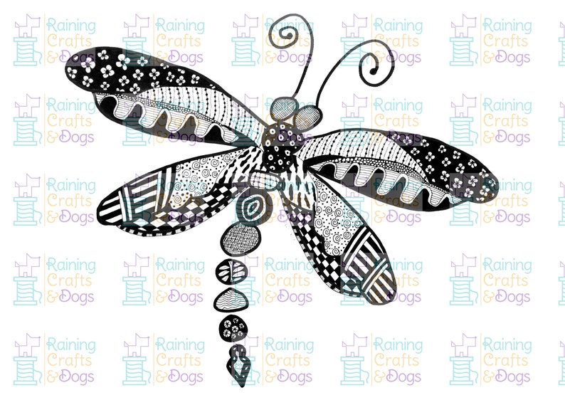 Dragonfly Zentangle Art Print Digital Download - Etsy