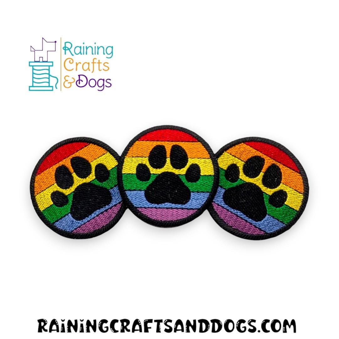 Rainbow Paw Print Patch 2.75" Round - No Sew, No Iron - Etsy
