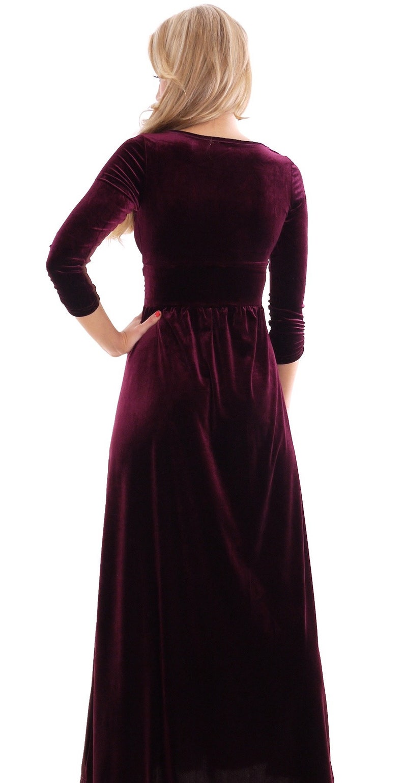 Long Dress for Winter Wedding Concert Ruby Velvet Stretchy - Etsy UK