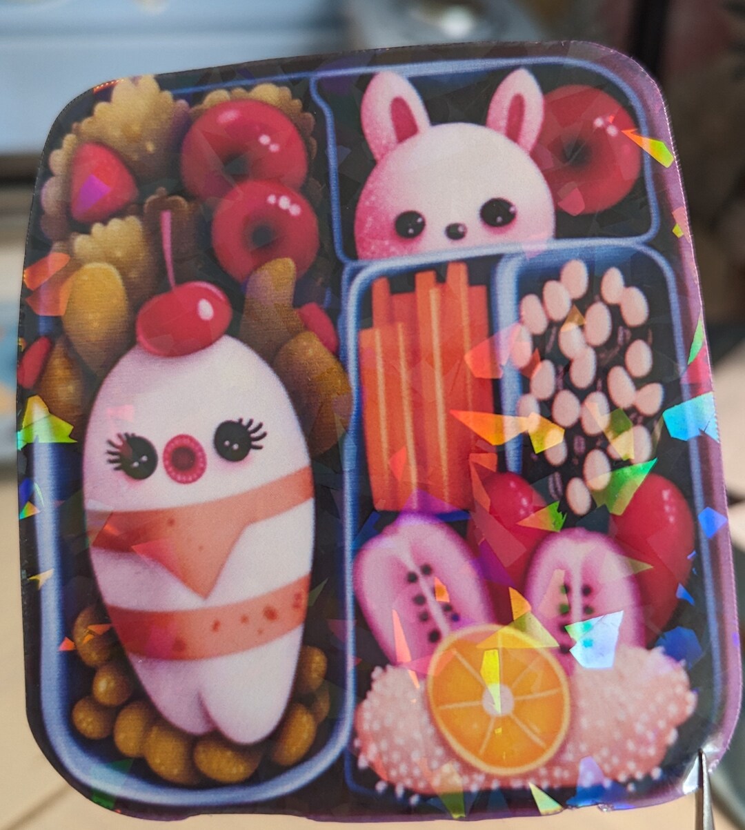 Kawaii Style Holographic Laminate Bento Box Sticker - Etsy